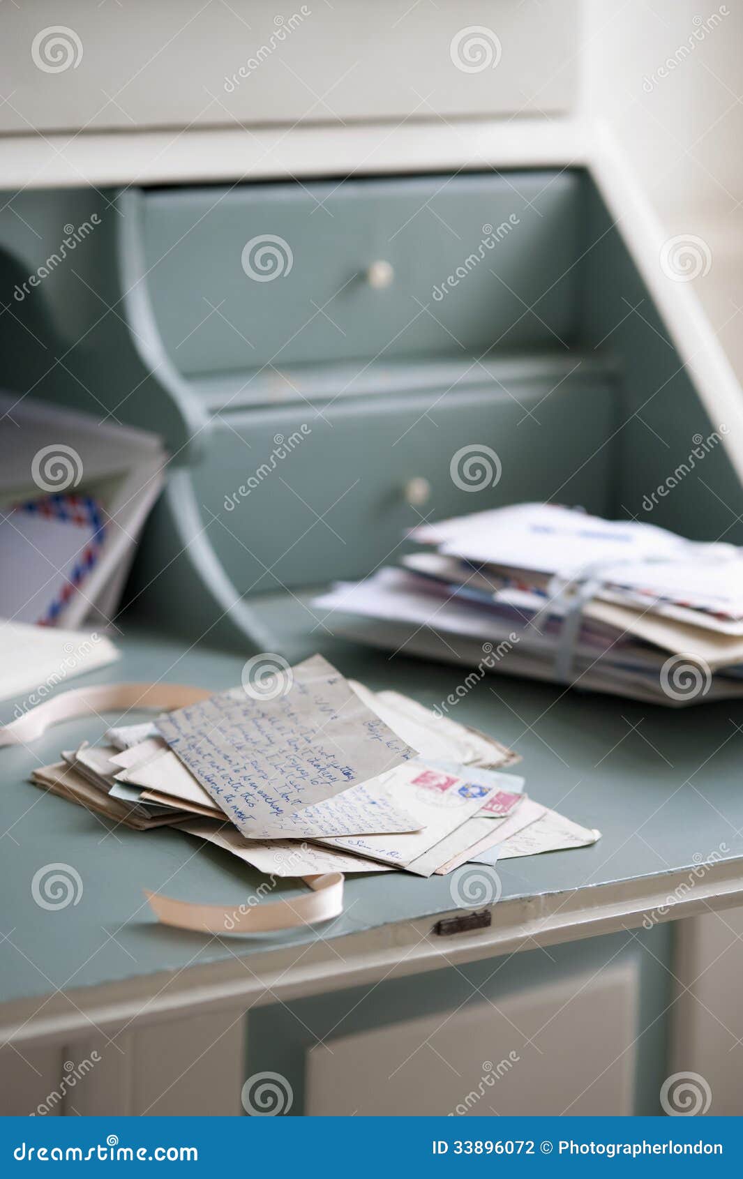 Letters on Writing Desk stock photo. Image of envelope - 33896072