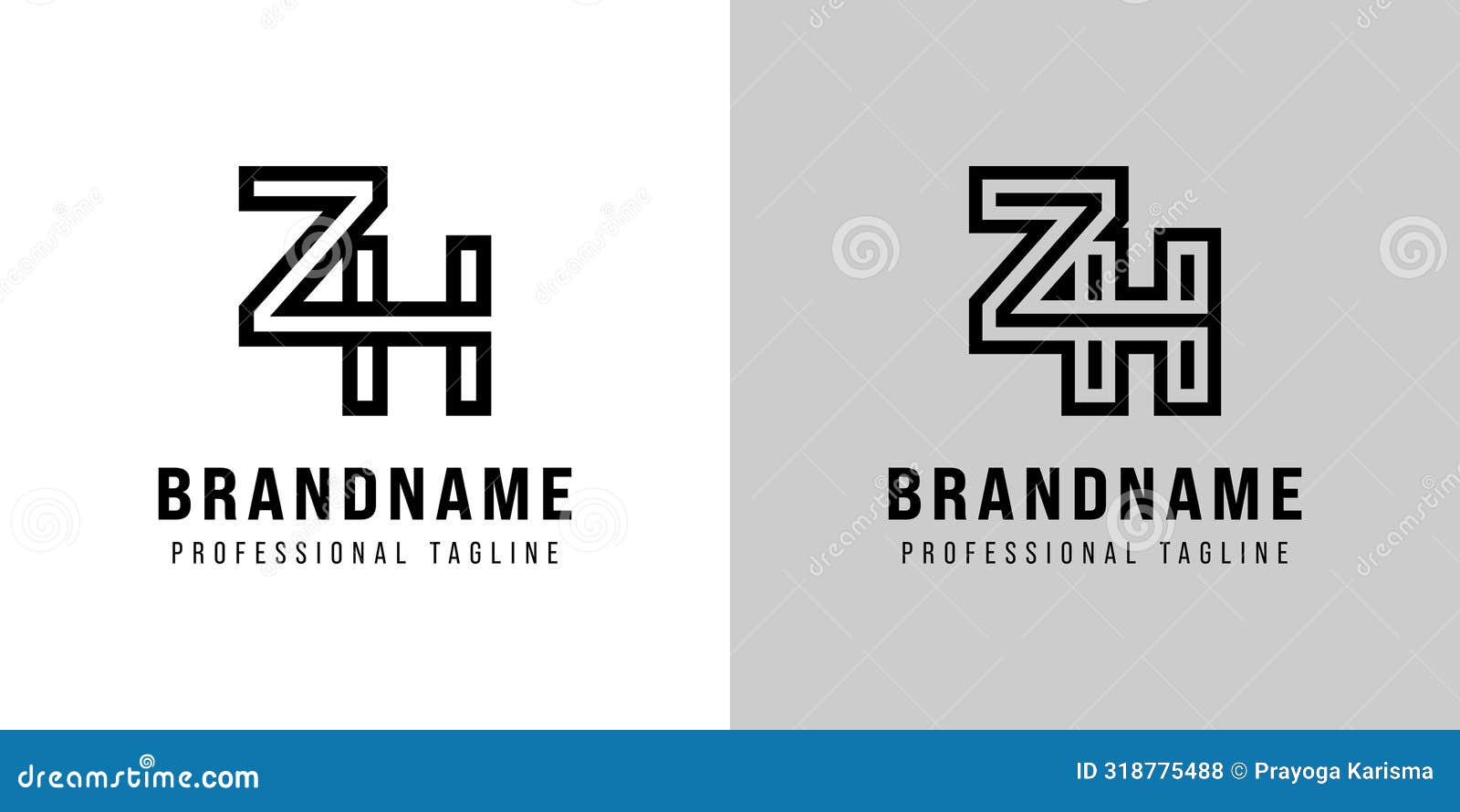 Letters ZH Monogram Logo, Suitable for Any Business with ZH or HZ ...