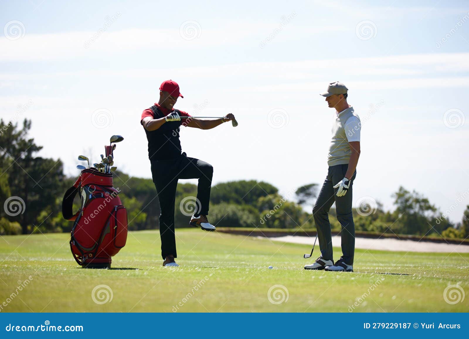 Letting the Game Get To Him. Two Men Playing a Game of Golf and Looking ...