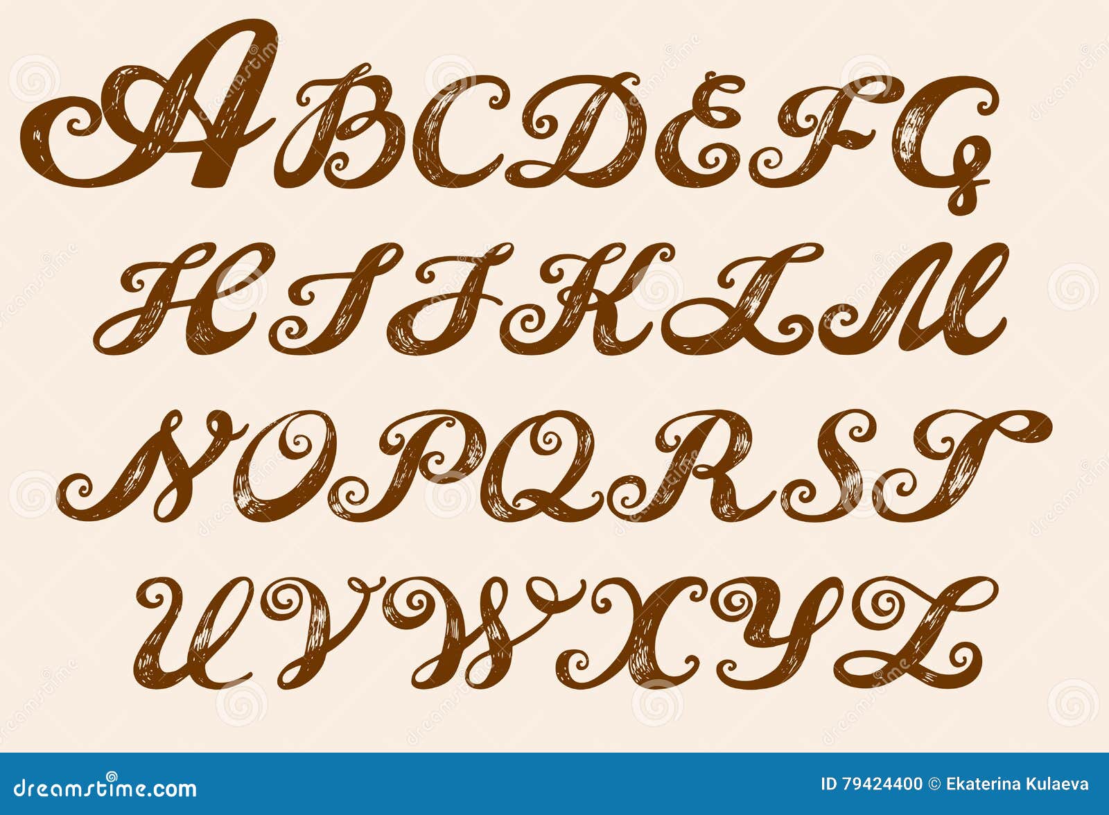 Lettrage Composé Par Alphabet De Calligraphie Illustration de Vecteur ...