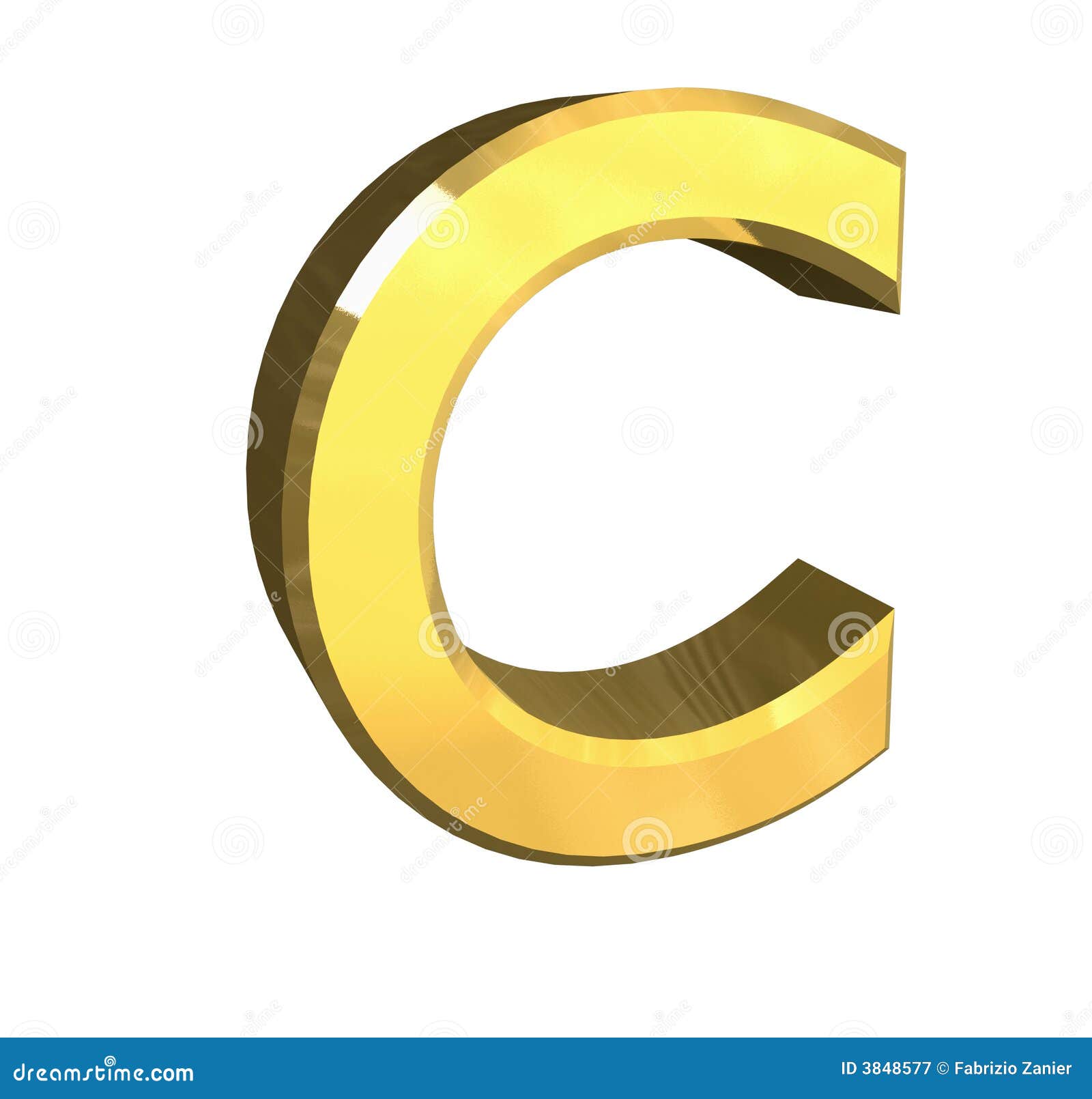 Lettre C de l'or 3d illustration stock. Illustration du aimant - 3848577