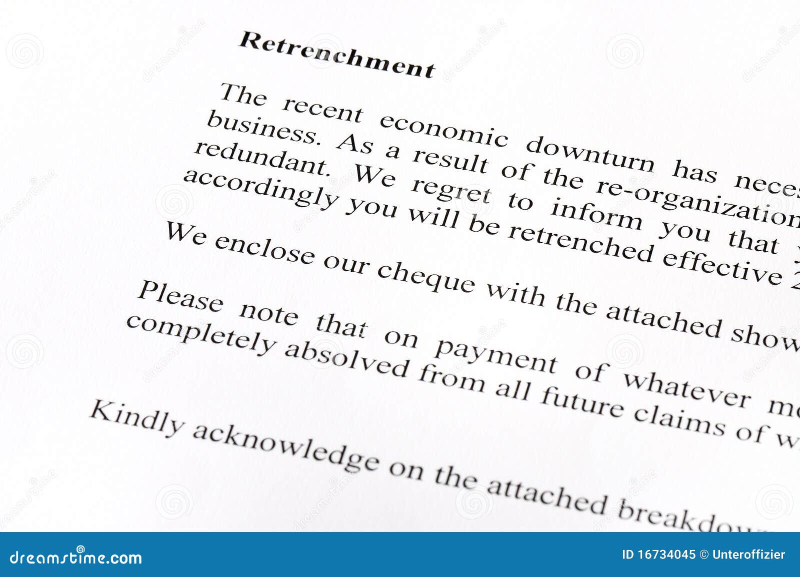 Lettre de retranchement image stock. Image du retranchement - 16734045