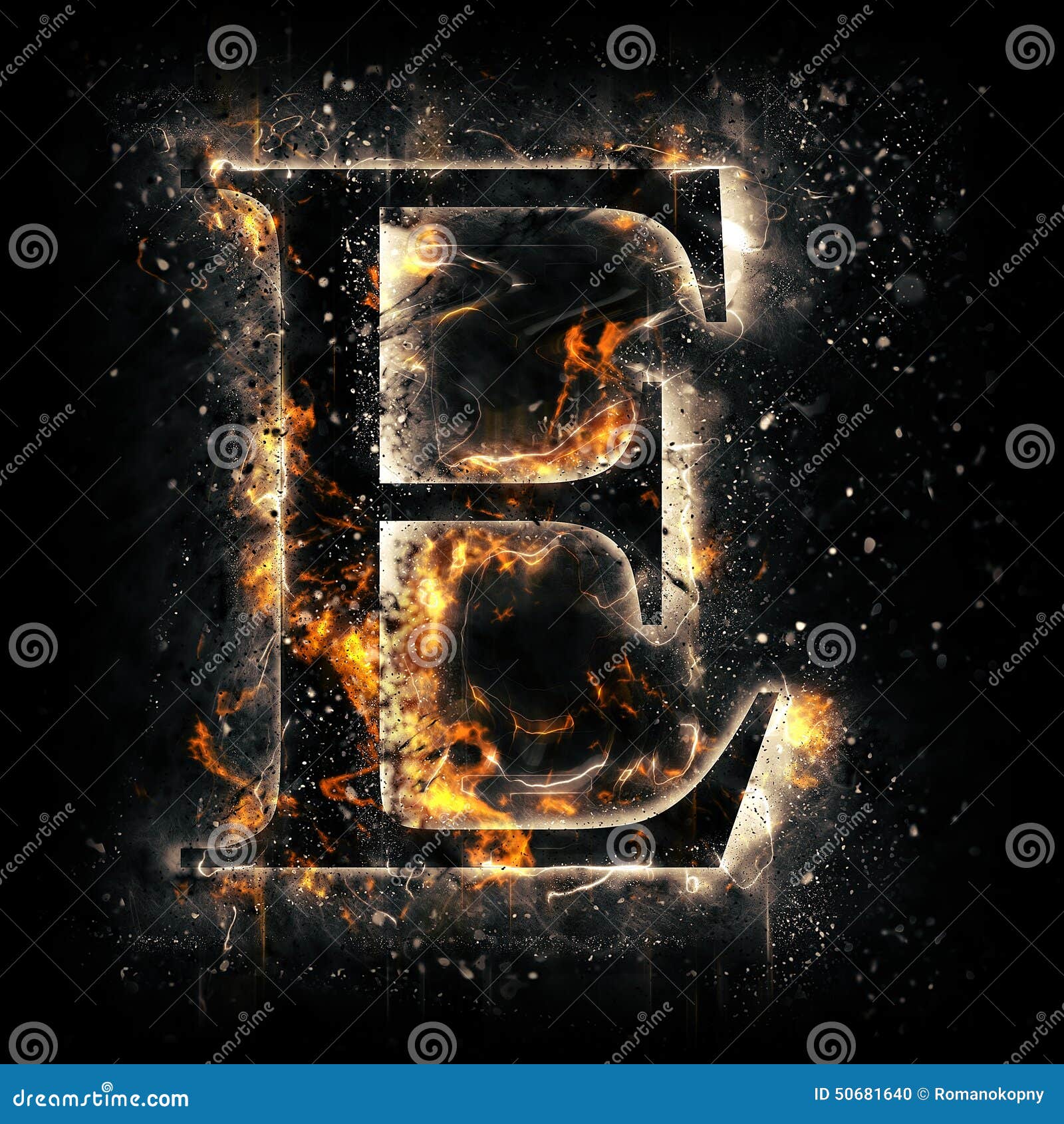 Lettre E du feu illustration stock. Illustration du modifié - 50681640