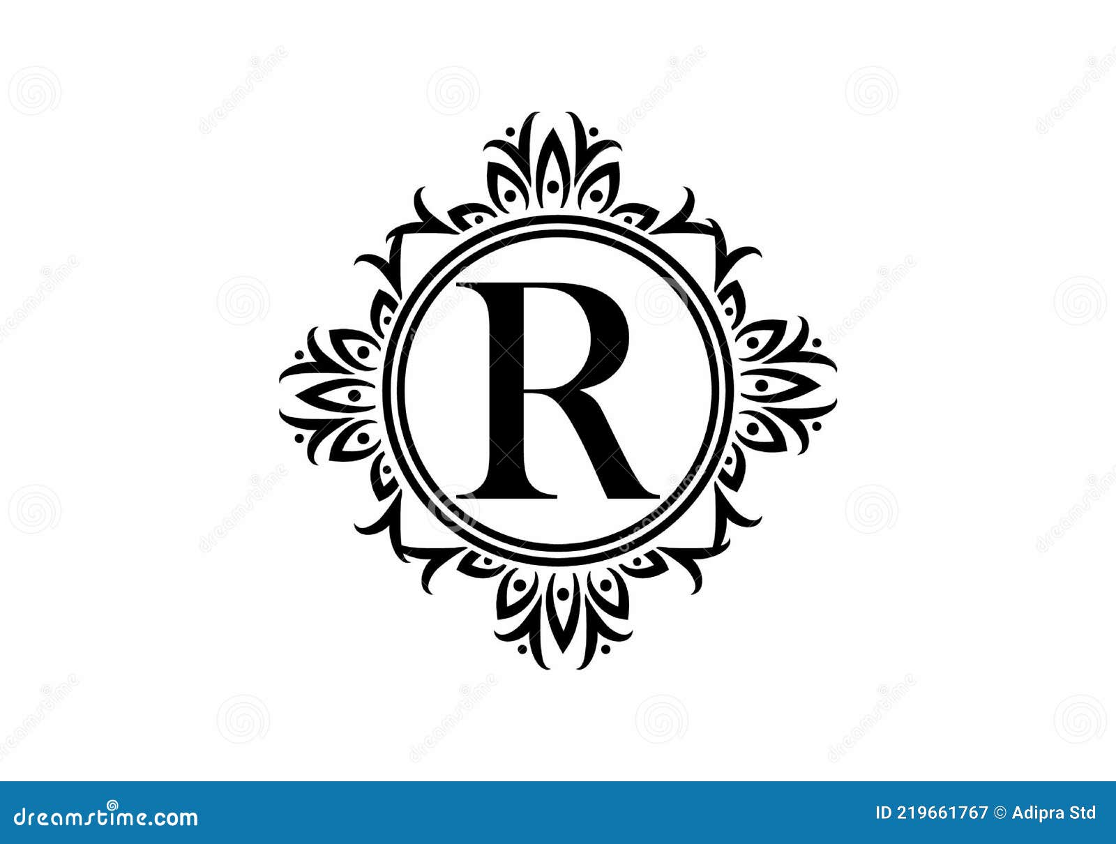 Lettre R Initiale Noire Dans Un Cadre Classique Illustration de Vecteur ...