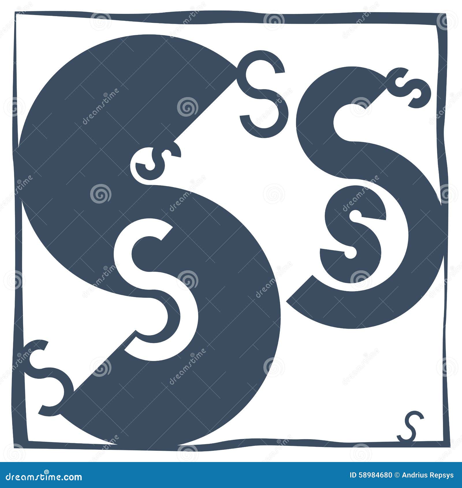 Lettre S initiale illustration de vecteur. Illustration du type - 58984680