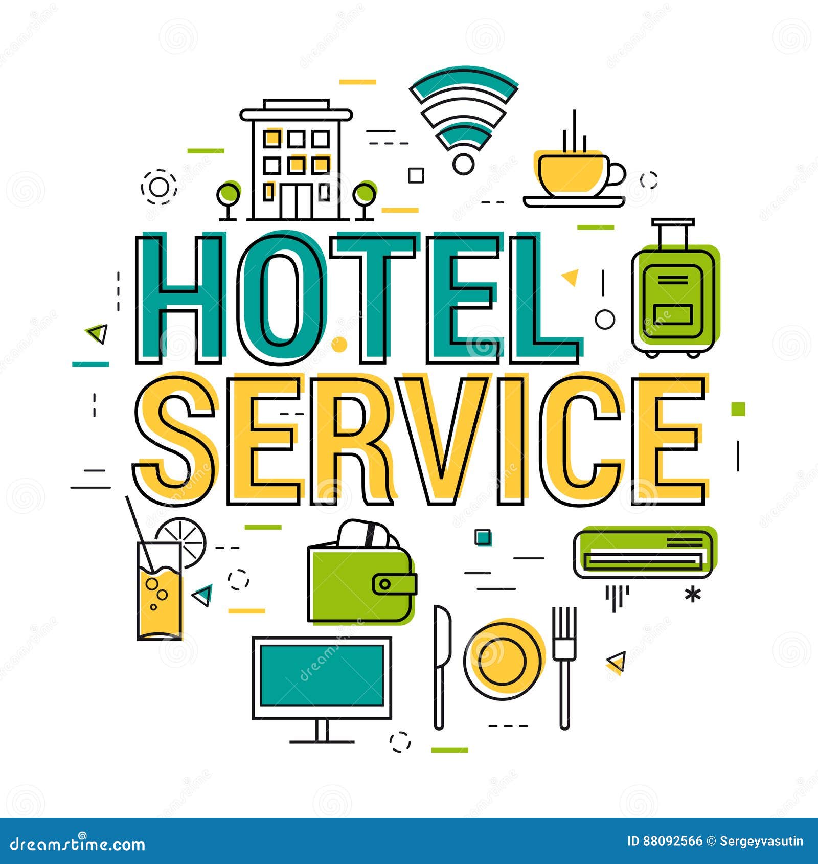 Lettres De Service Hôtelier - Ligne Concept Illustration Stock ...