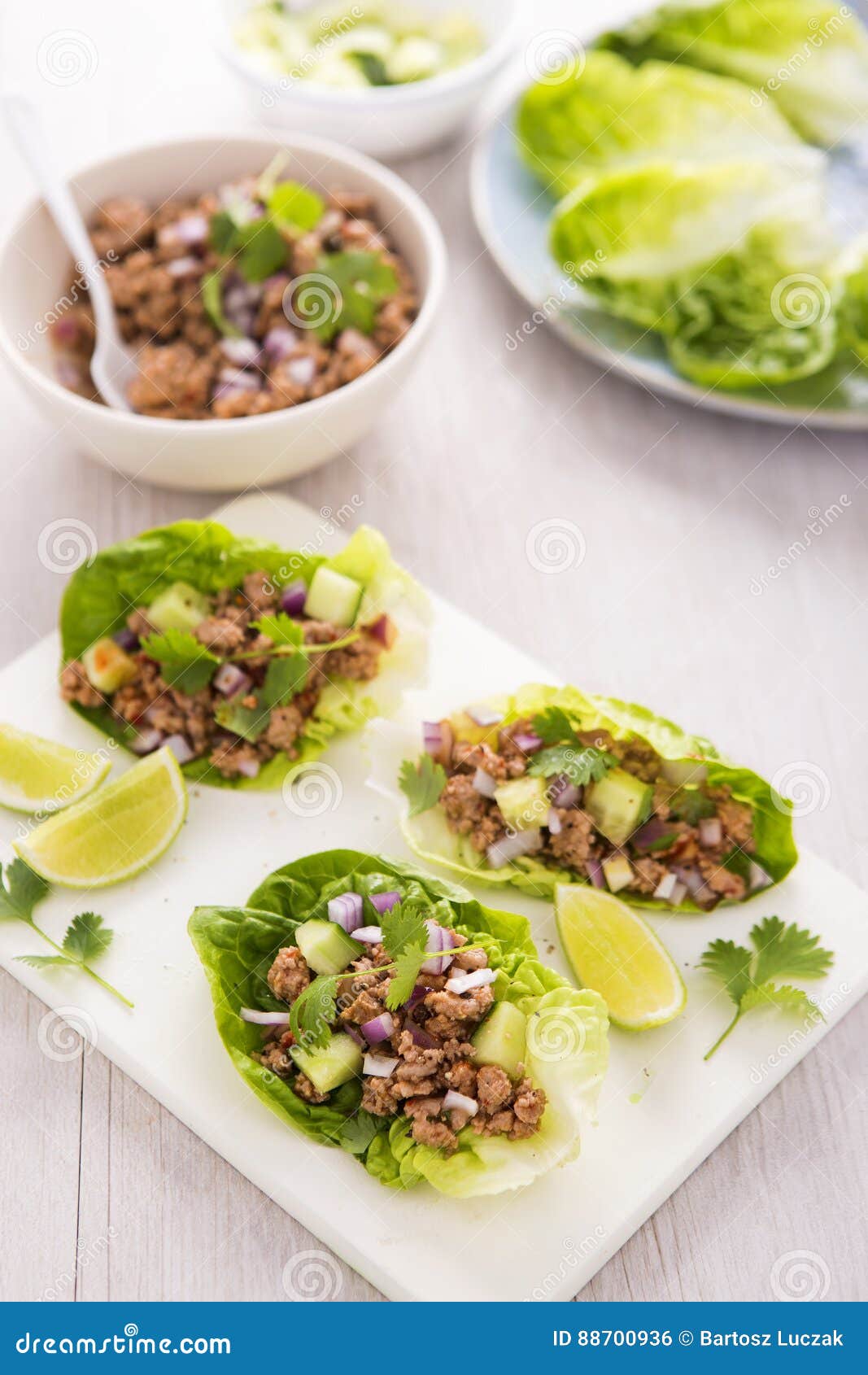 Laab Gai Or Larb Gai, Spicy Minced Chicken Breast Salad, Healthy Food ...