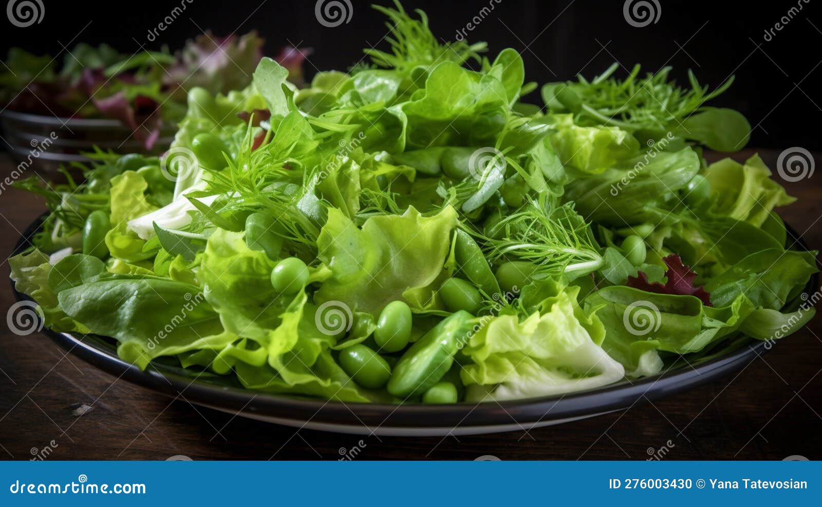 Lettuce Leaves in a Bowl. Generative AI, Stock Illustration ...