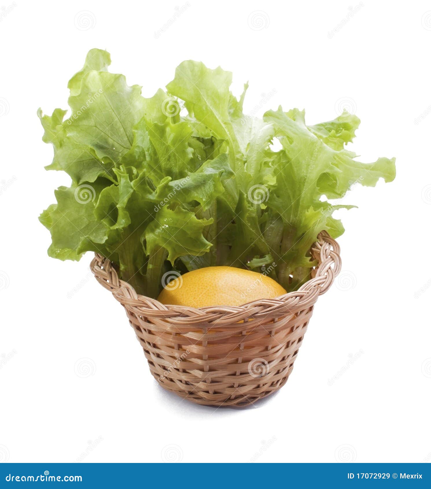Lettuce and Lemon in Basket Stock Image - Image of lifestyle, leaf ...