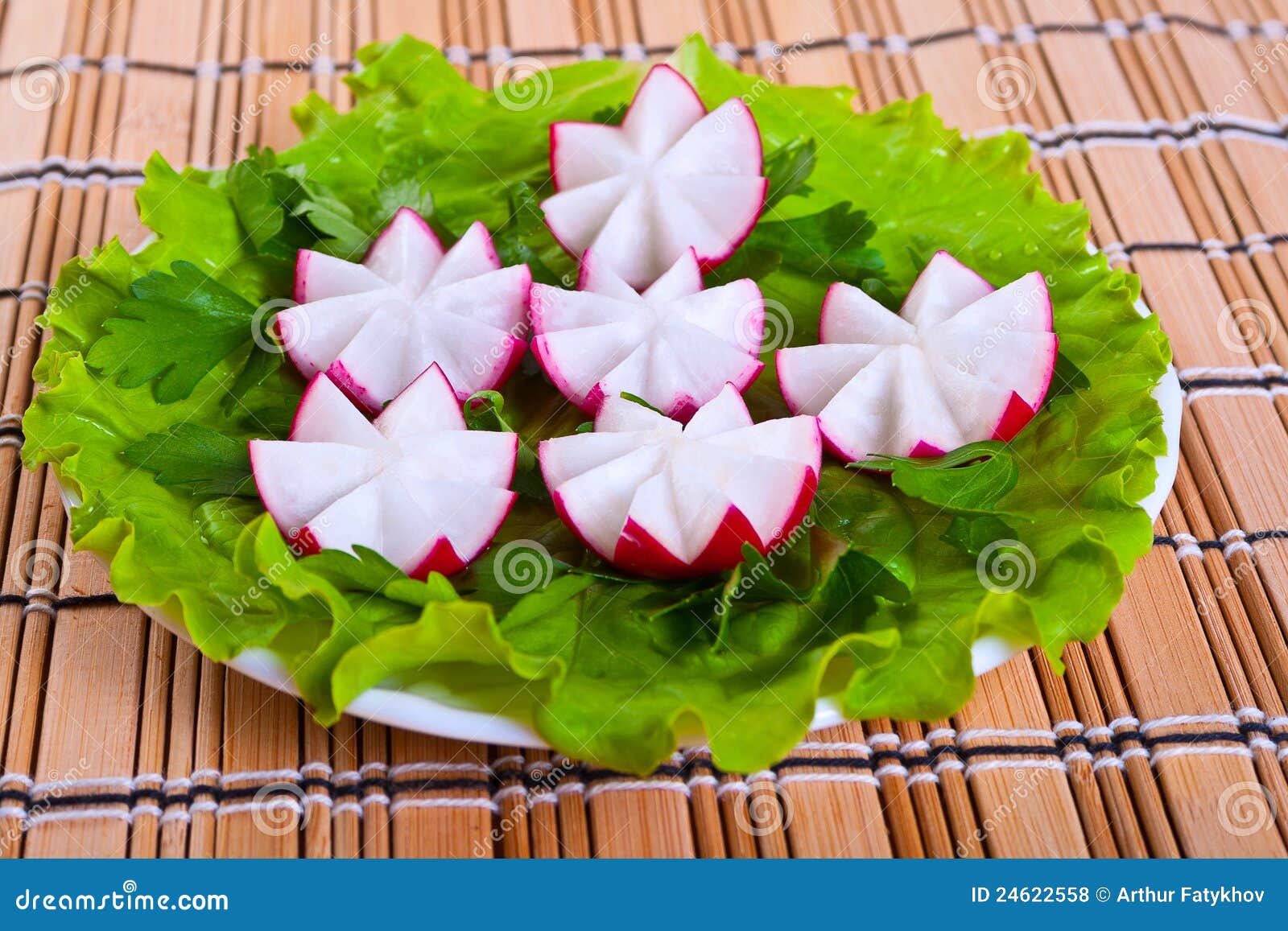 Lettuce and Radish in Form Flowers. Stock Photo - Image of produce ...
