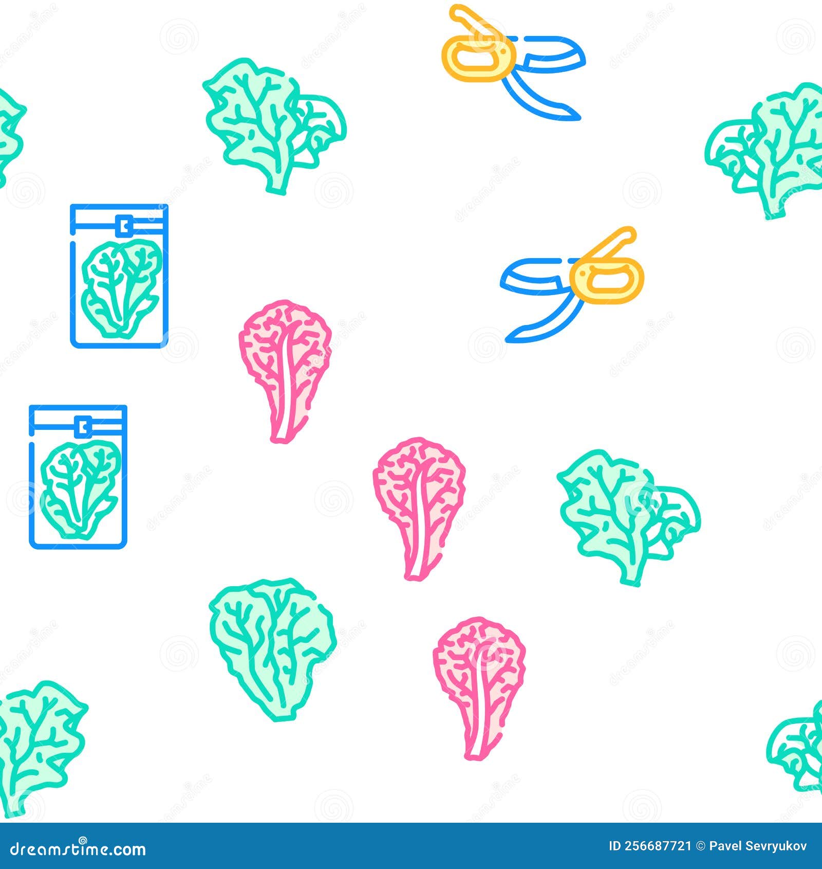 Lettuce Salad Leaf Vegetable Vector Seamless Pattern Stock Vector ...