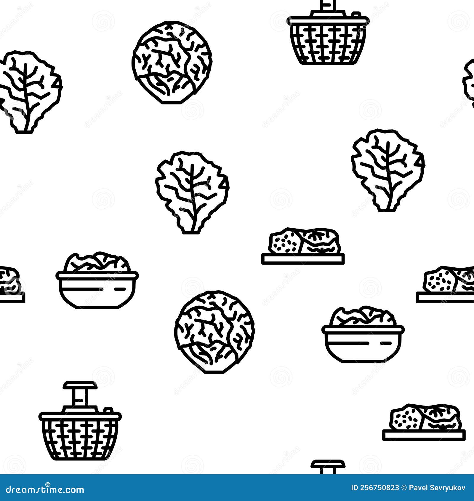Lettuce Salad Leaf Vegetable Vector Seamless Pattern Stock Illustration ...