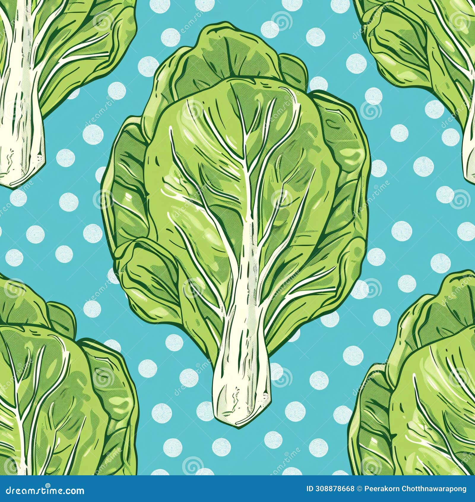 Lettuce Vegetable Seamless Patterns, Leafy Greens Patterns Hand Drawing ...