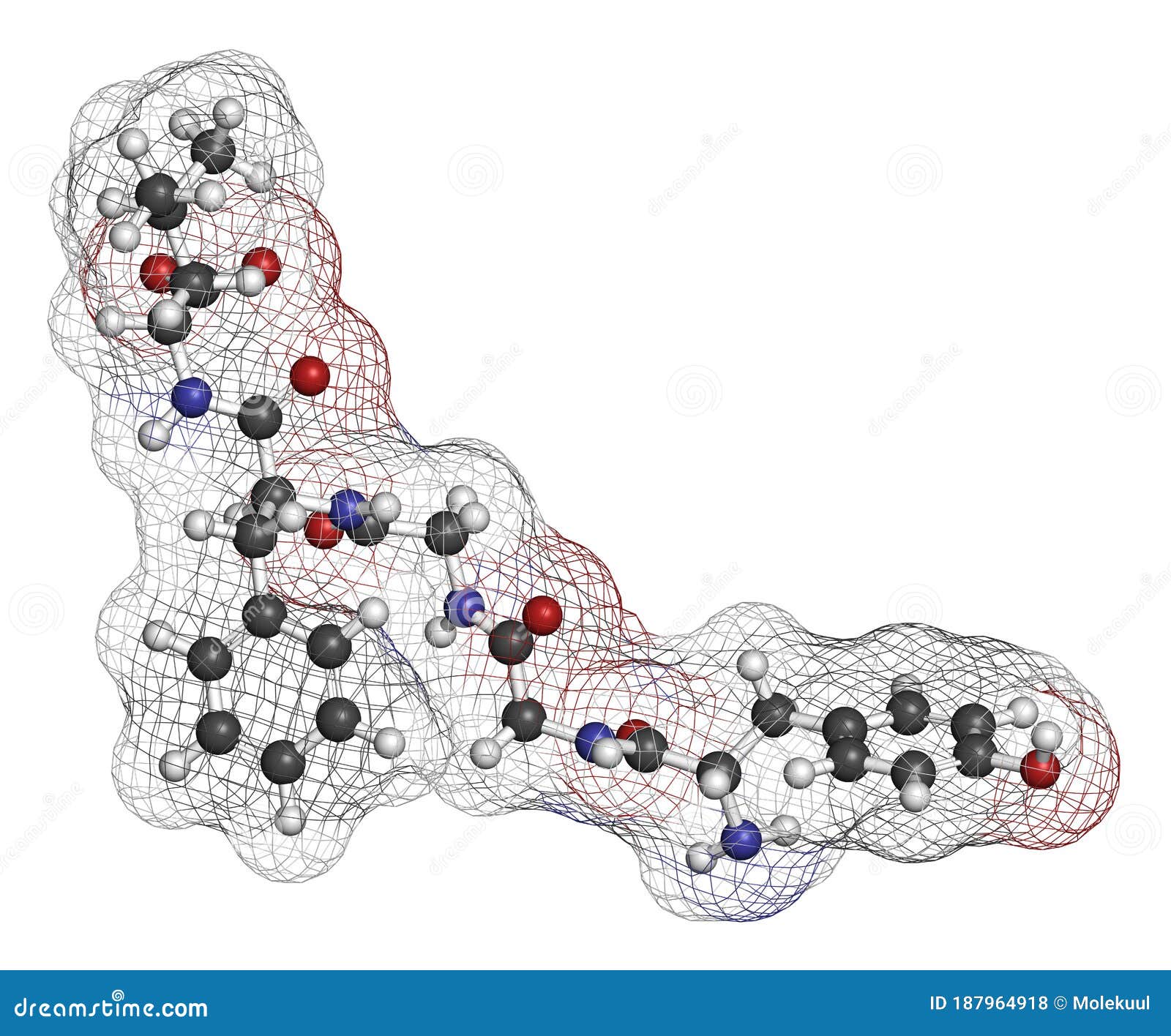 Leu-enkephalin Endogenous Opioid Peptide Molecule. 3D Rendering. Atoms ...