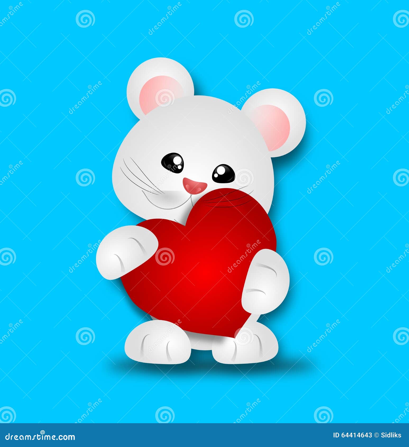 Leuk dier met rood hart stock illustratie. Illustration of hart - 64414643