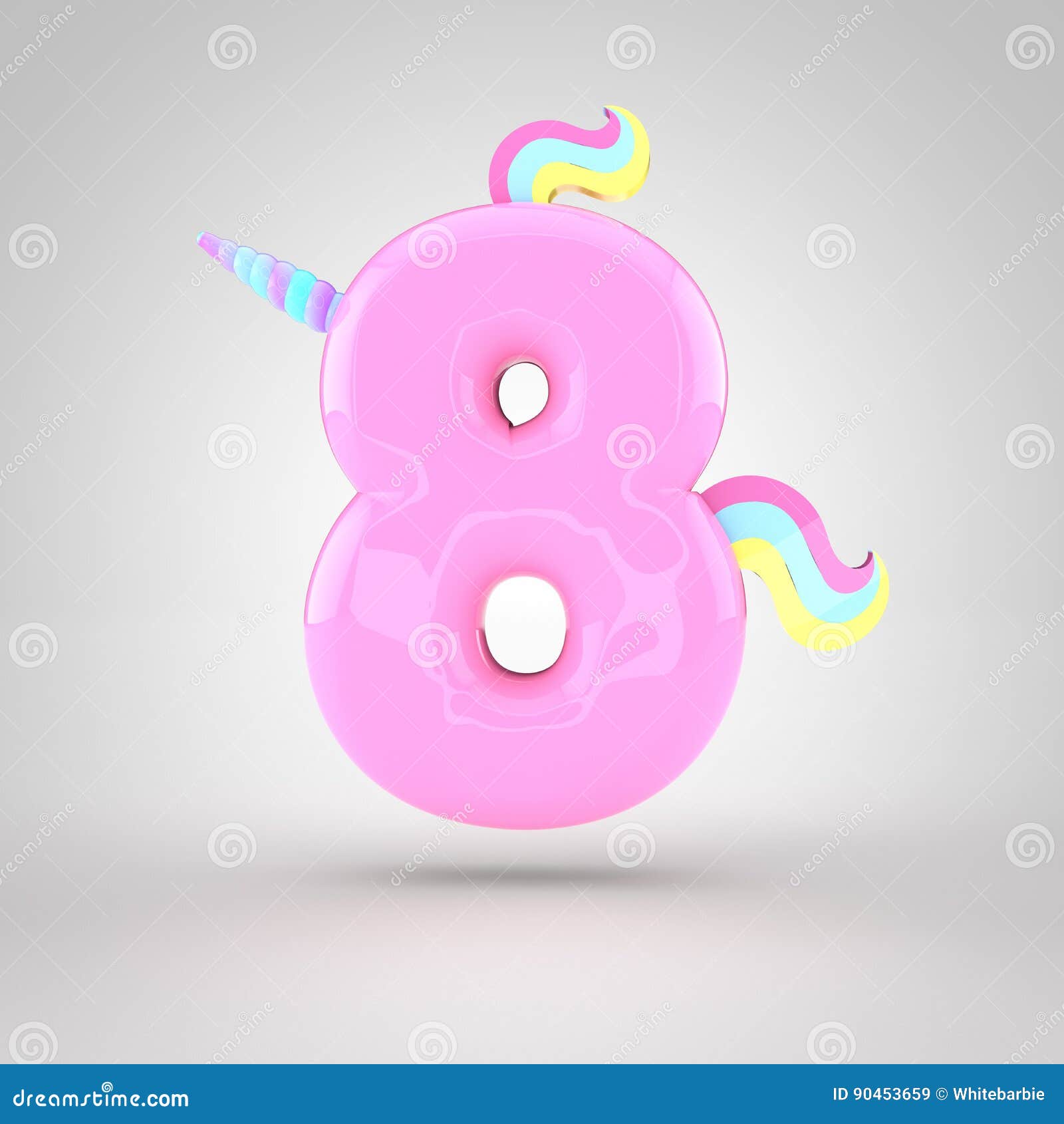 Leuk Eenhoorn Roze Nummer 8 Stock Illustratie - Illustration of haar ...