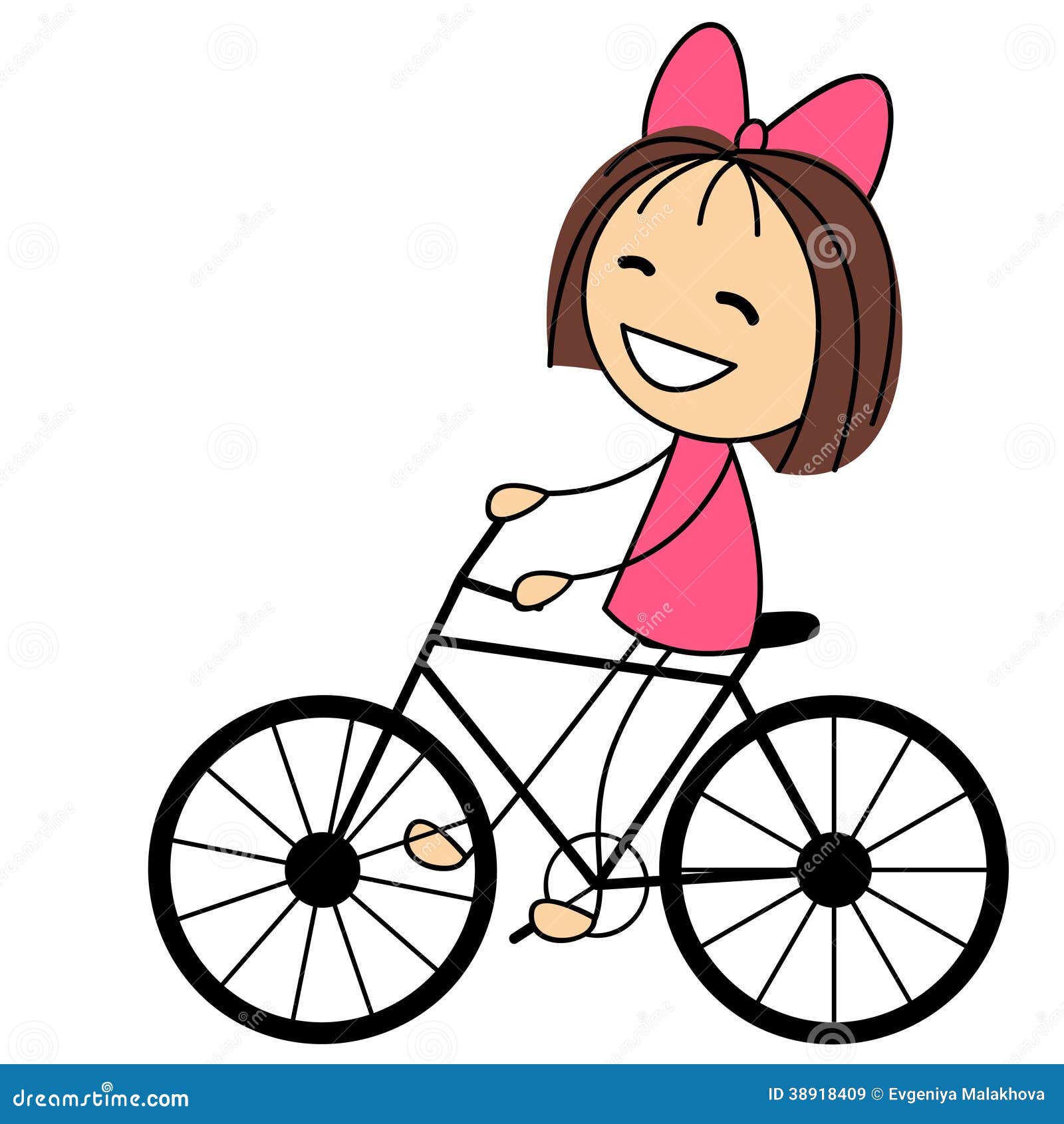 Leuk meisje op fiets vector illustratie. Illustration of levensstijl ...