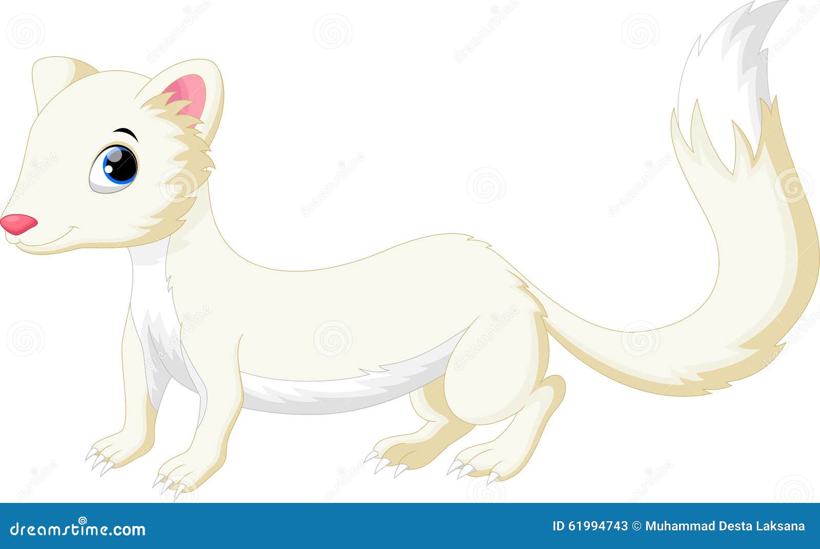 Leuk wit Minste Wezel stock illustratie. Illustration of mascotte ...