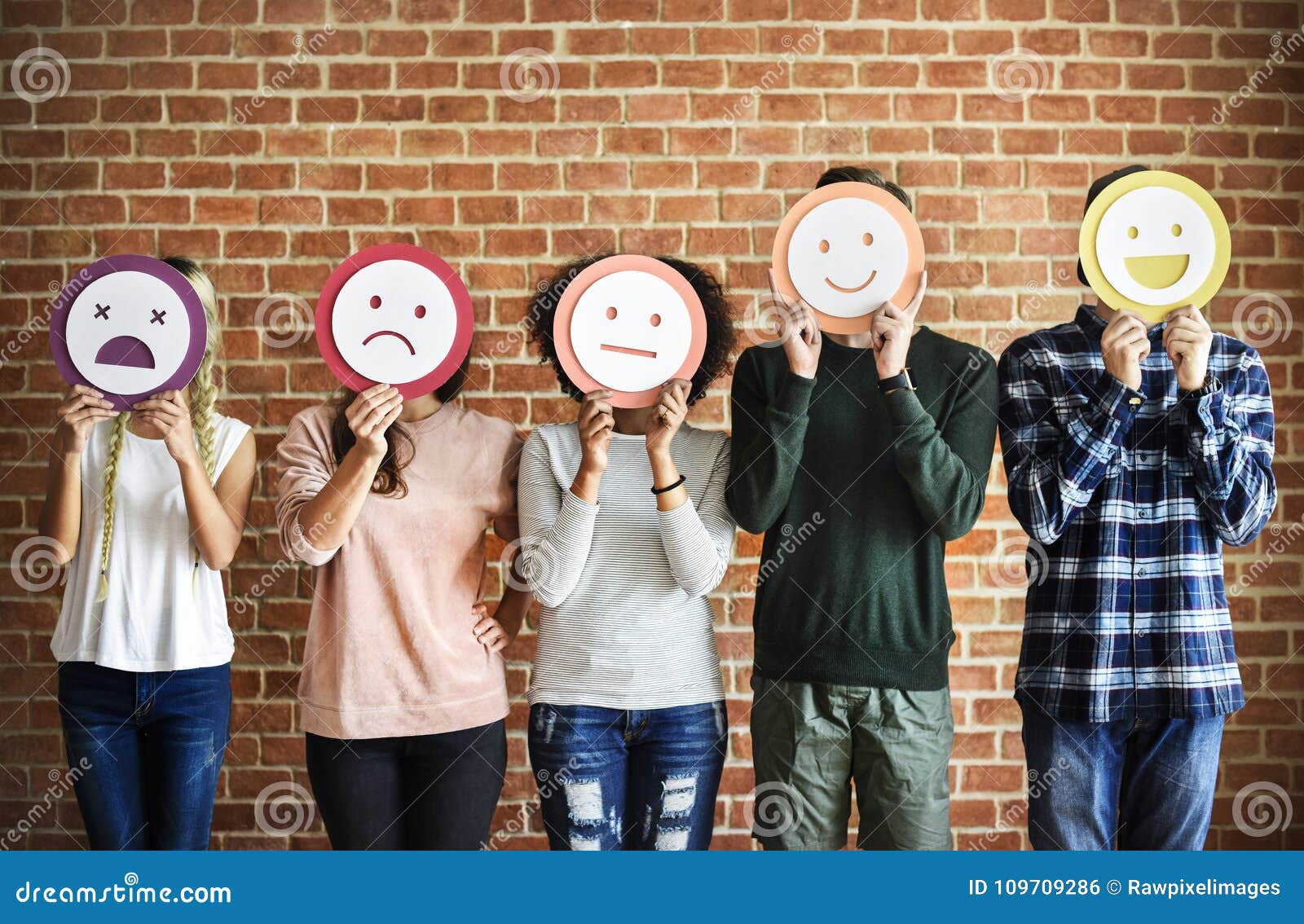 Leuke Afbeelding Van Een Waaier Van Verschillende Emoties Stock Foto ...