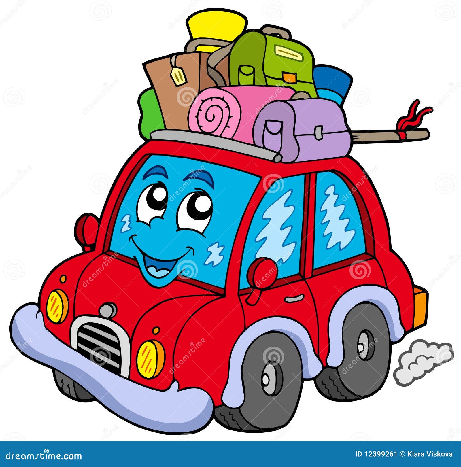 Leuke auto met bagage vector illustratie. Illustration of lading - 12399261