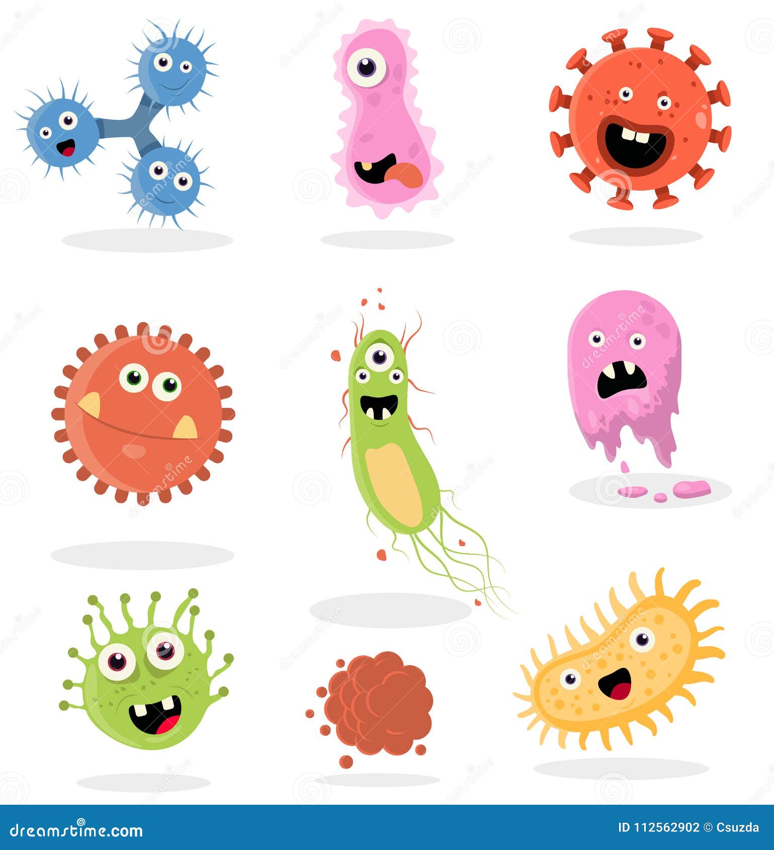 Leuke Bacteriën, Virus, Het Karakter Van Het Kiembeeldverhaal - Reeks ...