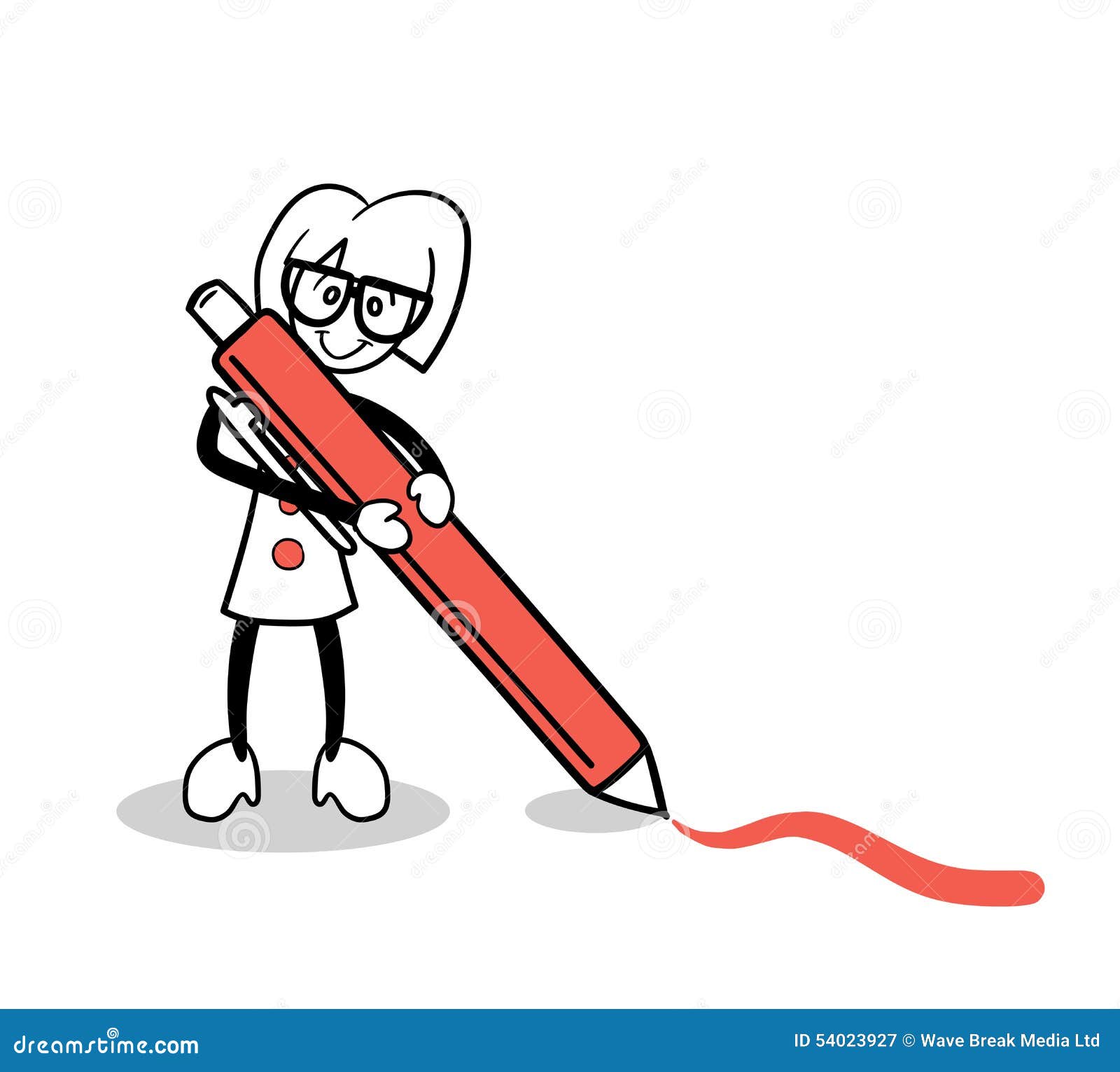 Leuke Beeldverhaaltekening Met Rode Pen Vector Illustratie ...