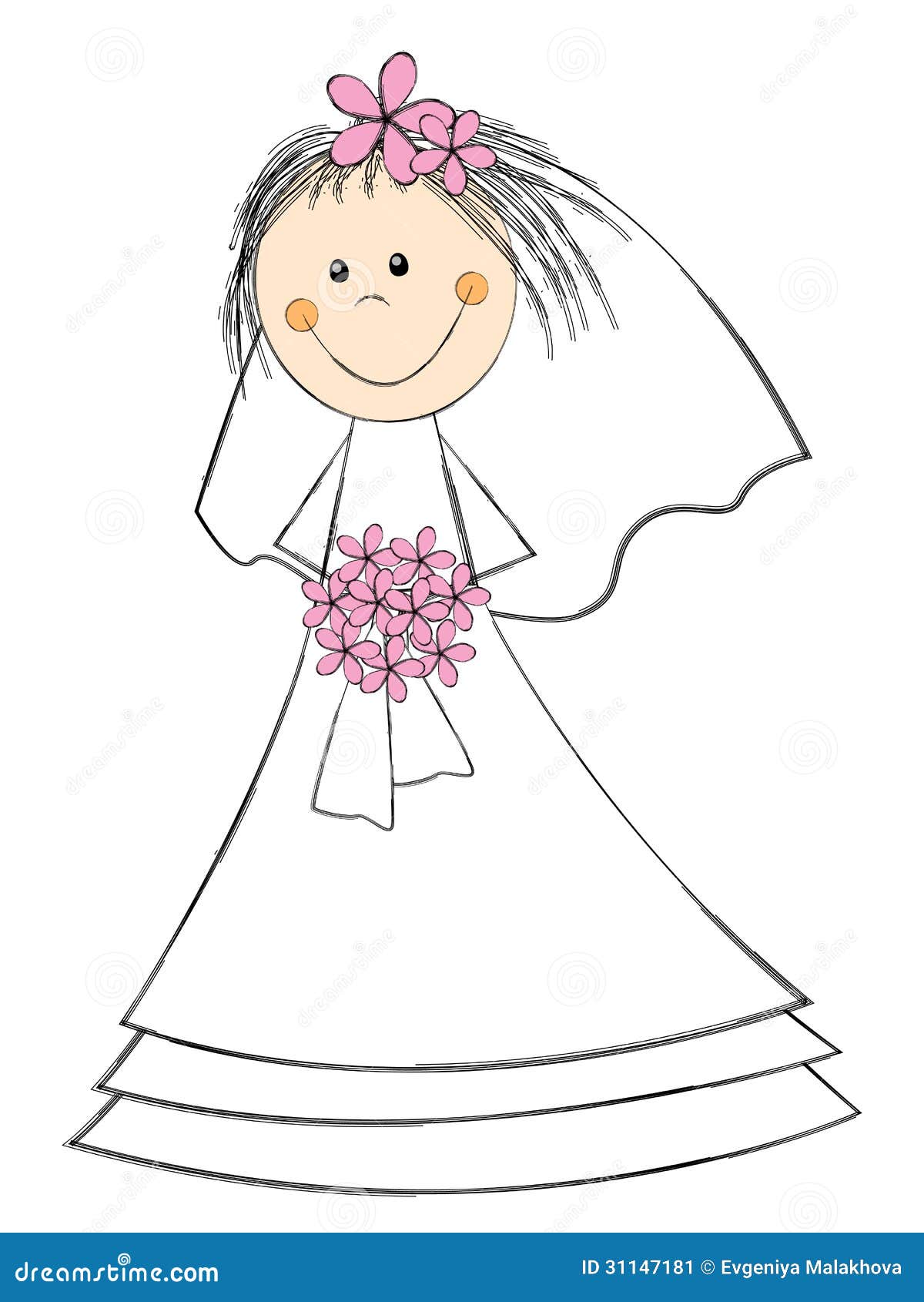 Leuke bruid vector illustratie. Illustration of stijl - 31147181