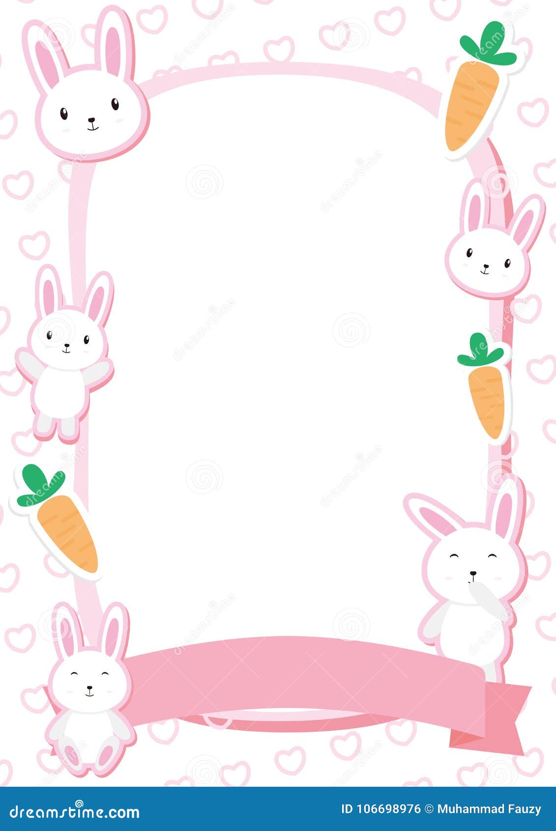 Leuke Bunny Frame Vector with Pink-Kleur Vector Illustratie ...