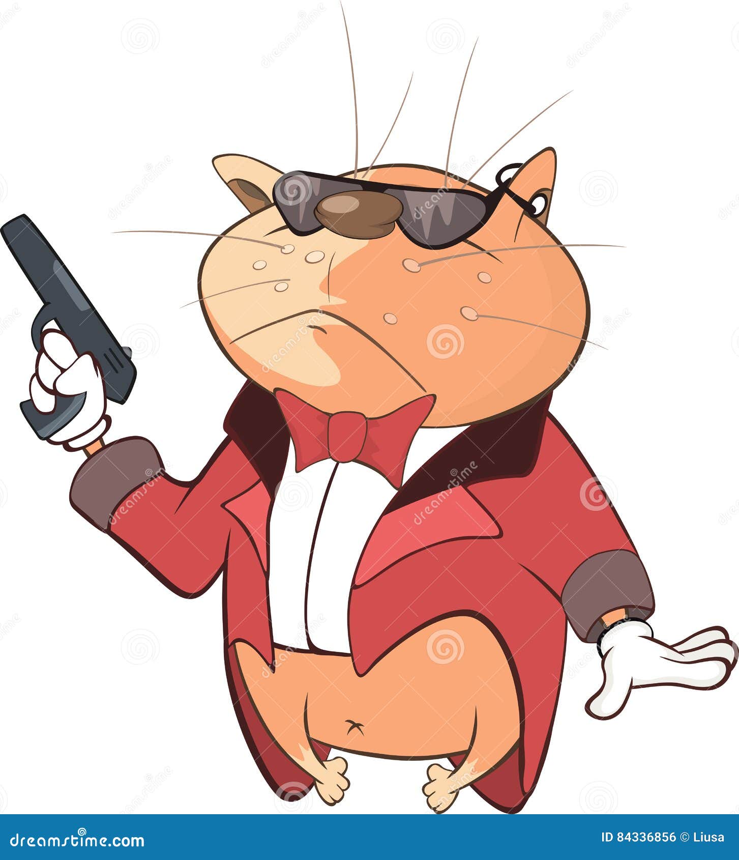 Leuke Cat Secret Agent Cartoon Vector Illustratie - Illustration of ...