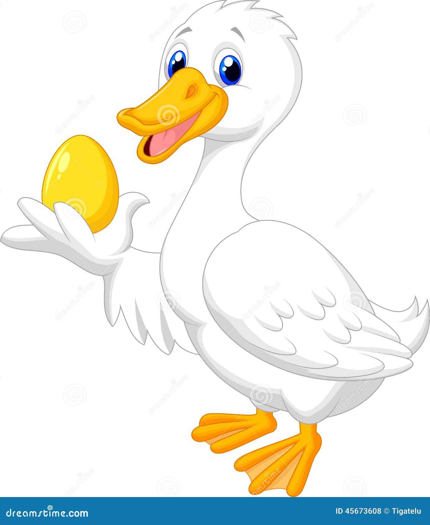 Leuke Eend Die Gouden Ei Houdt Vector Illustratie - Illustration of ...