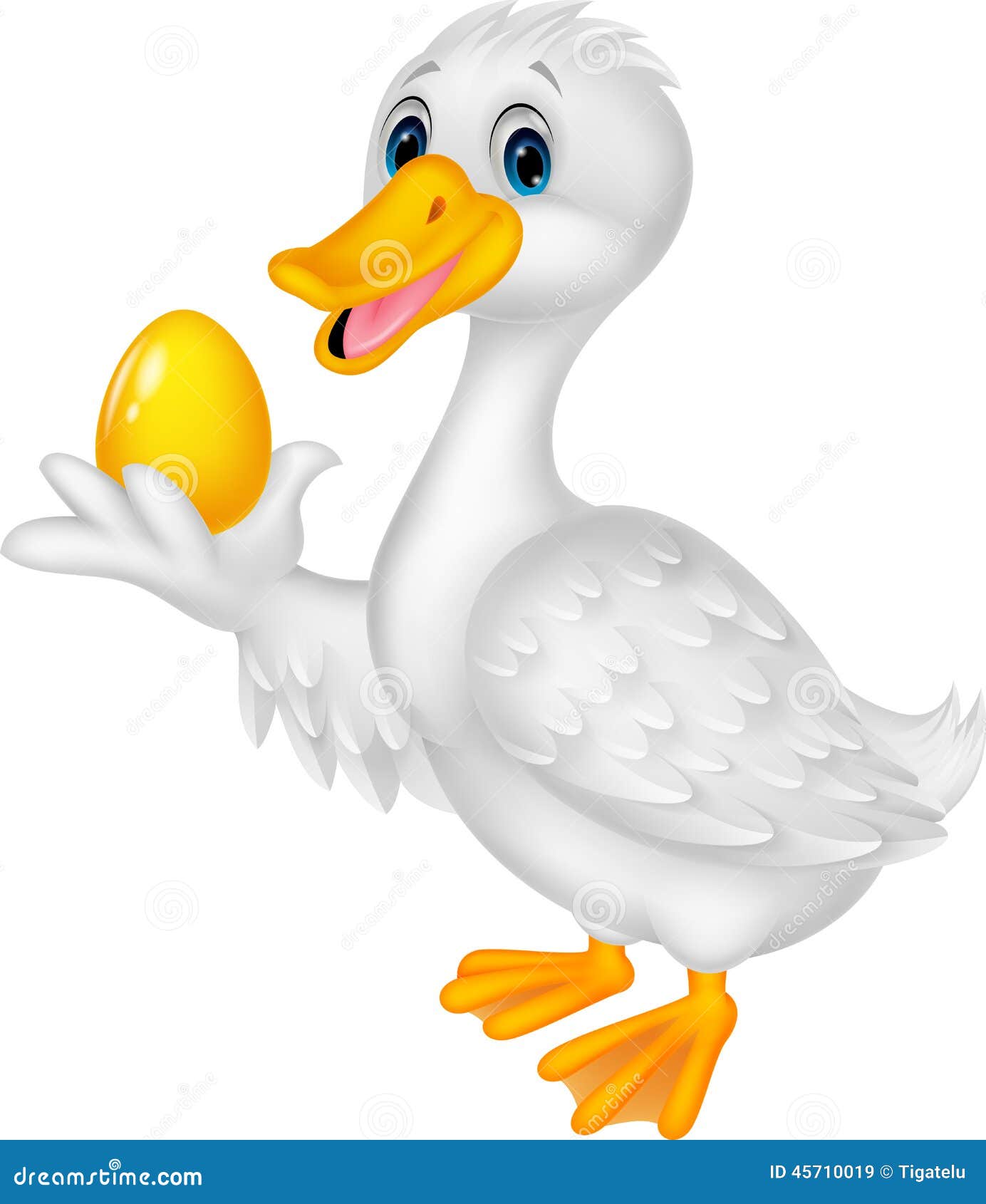 Leuke Eend Die Gouden Ei Houdt Vector Illustratie - Illustration of ...
