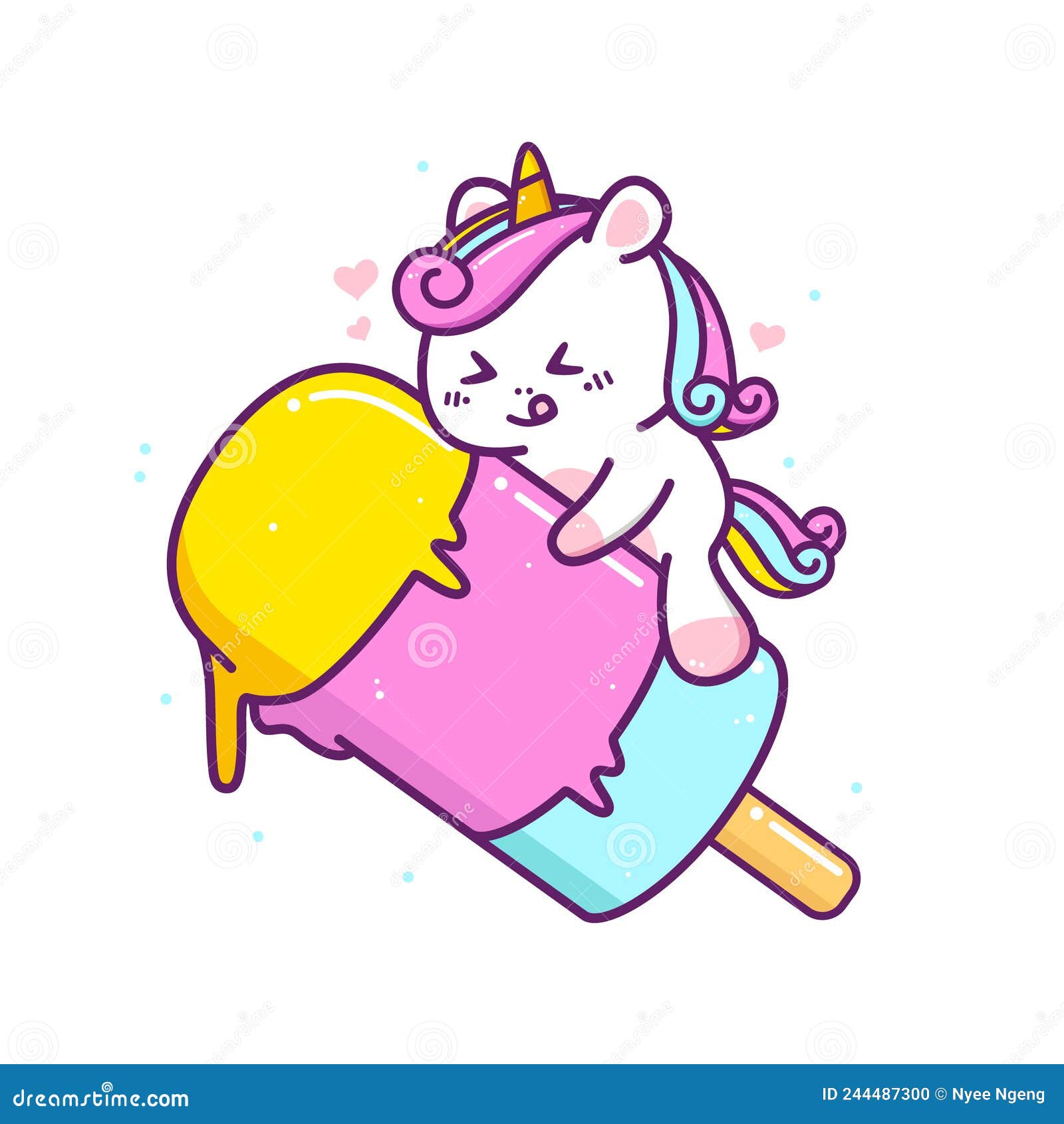 Leuke Eenhoorn Met Grote Ijs Vector Illustratie - Illustration of ...