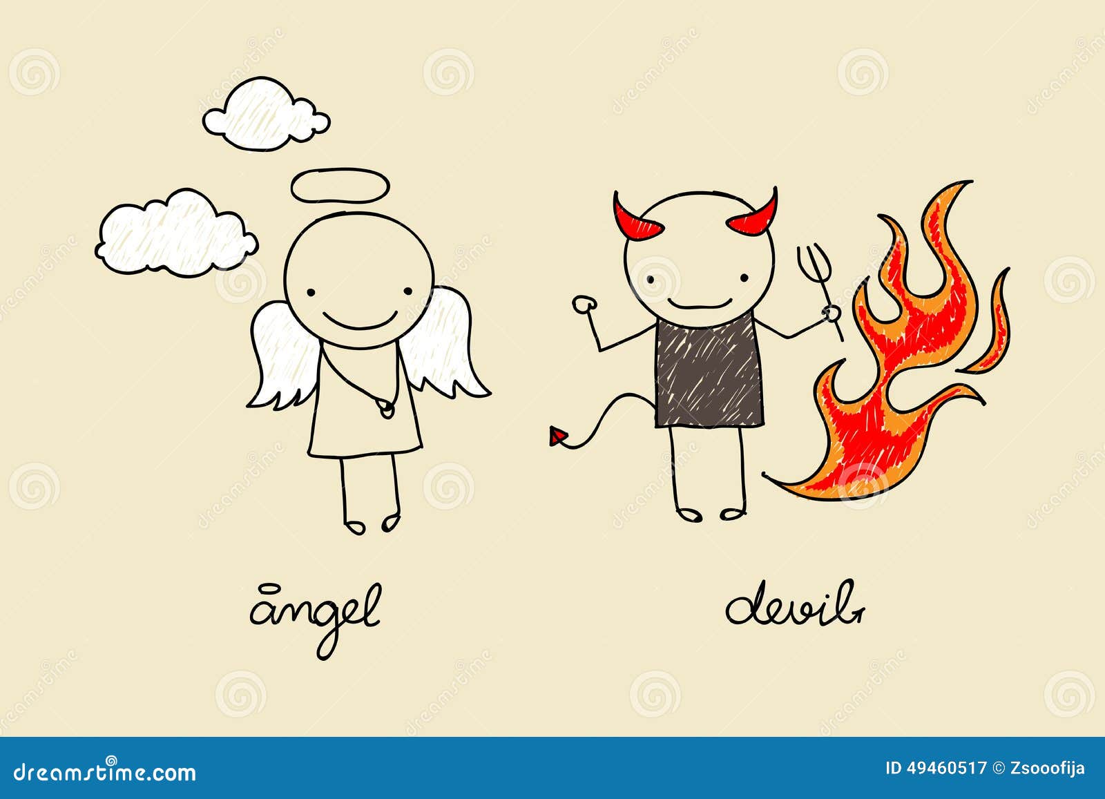 Leuke Engel En Duivelskrabbel Vector Illustratie - Illustration of ...