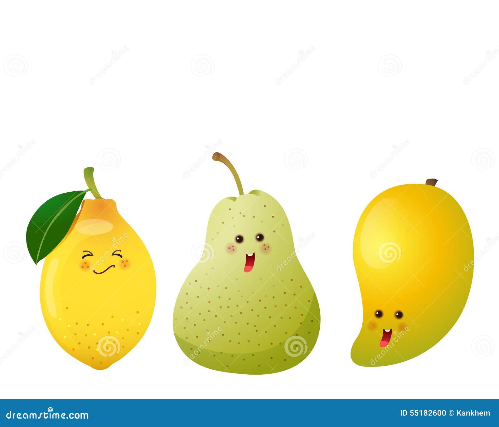 Leuke Fruit-citroen, Peer, Mango Vector Illustratie - Illustration of ...