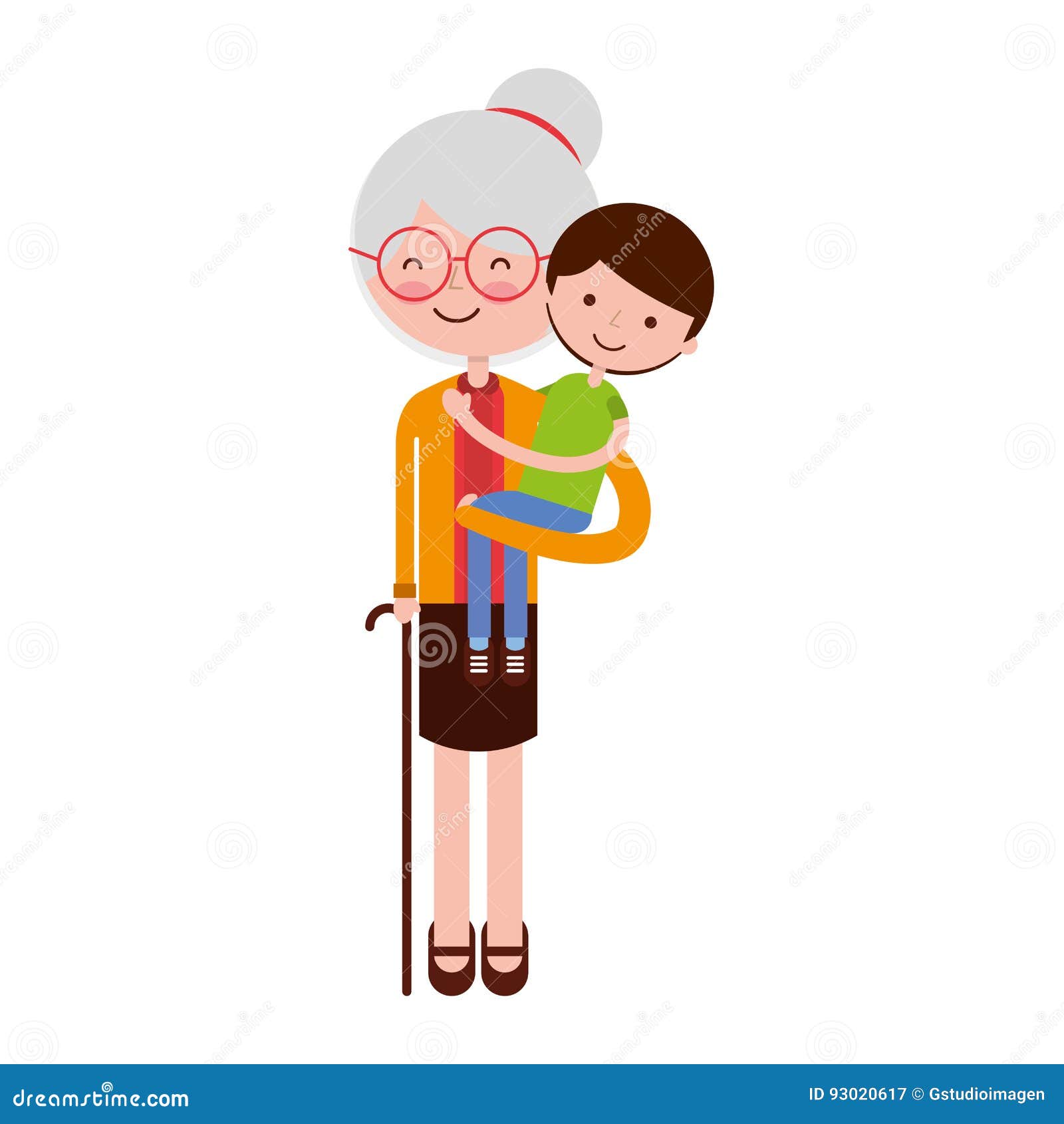 Leuke Grootmoeder Met Kleinzoonavatar Karakter Vector Illustratie ...