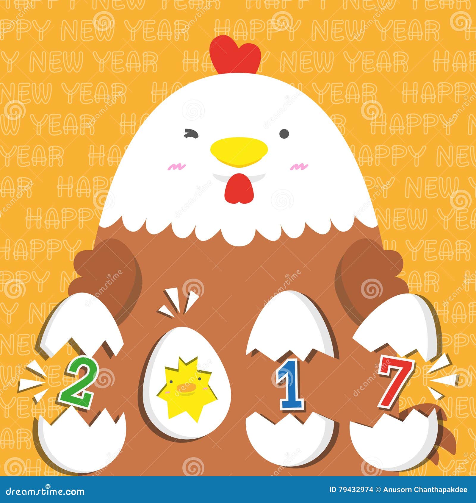 Leuke Grote Vette Witte Kip 2017 Vector Illustratie - Illustration of ...