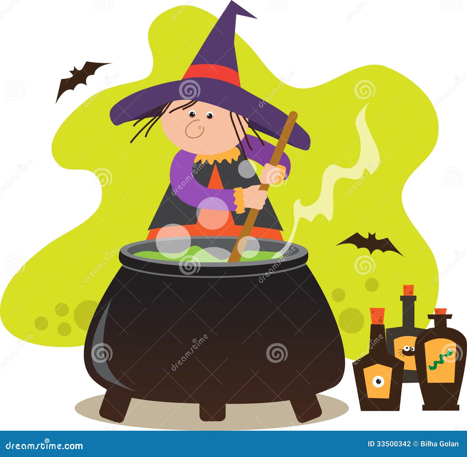 Leuke Heks met Pot vector illustratie. Illustration of koken - 33500342