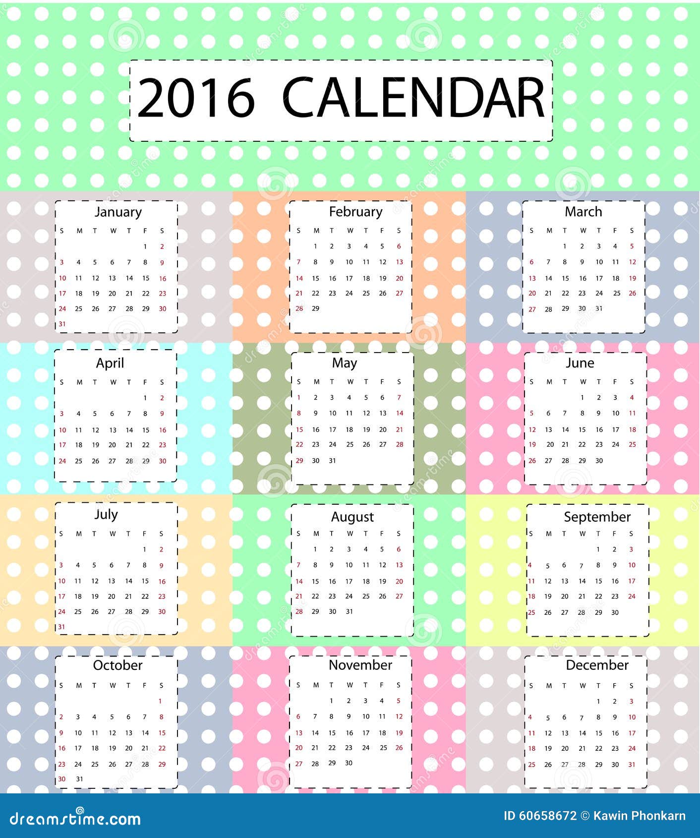 Leuke kalender vector illustratie. Illustration of illustrator - 60658672