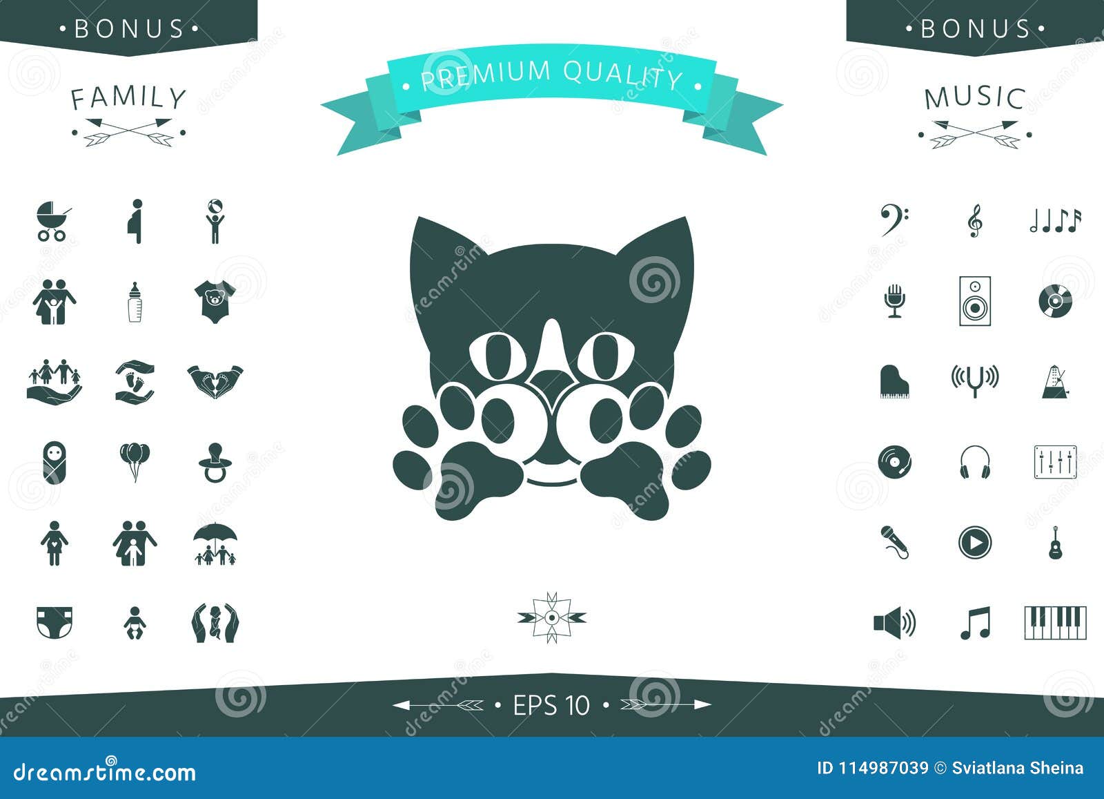 Leuke Kat, Poten - Het Embleem, Symbool, Beschermt Teken Vector ...