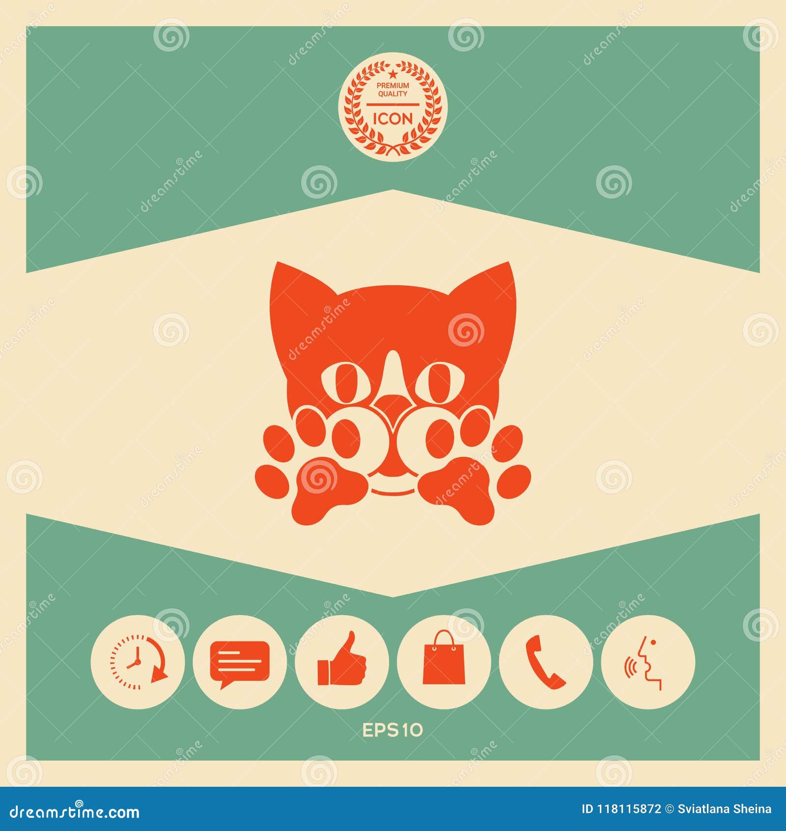 Leuke Kat, Poten - Het Embleem, Symbool, Beschermt Teken Vector ...