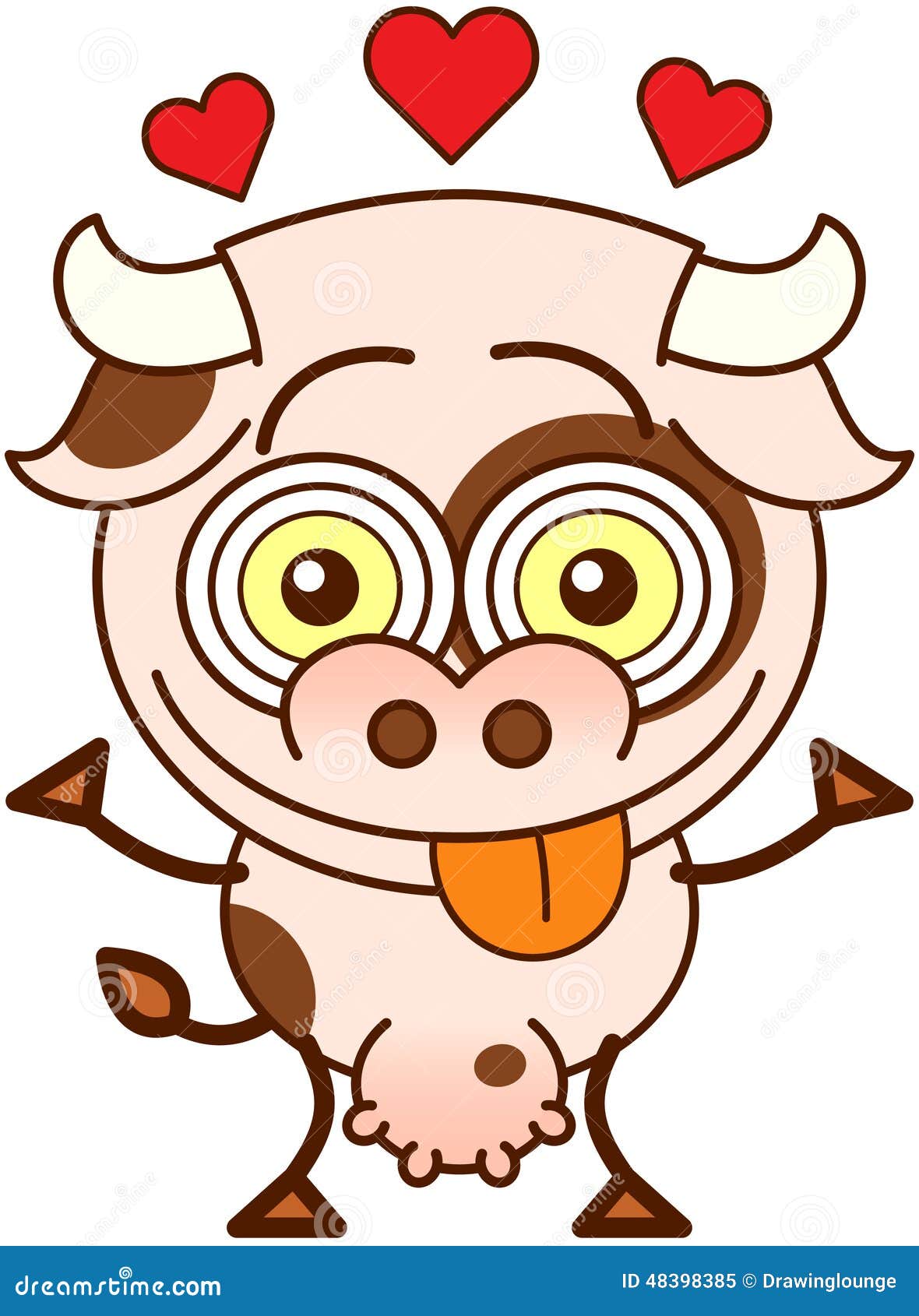 Leuke Koe Die Gek in Liefde Voelen Vector Illustratie - Illustration of ...