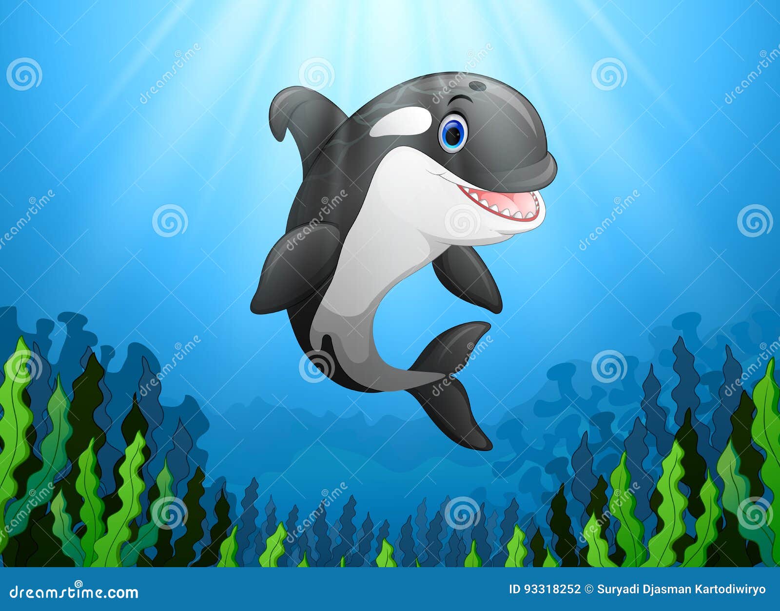 Leuke orka onder water vector illustratie. Illustration of beeldverhaal ...