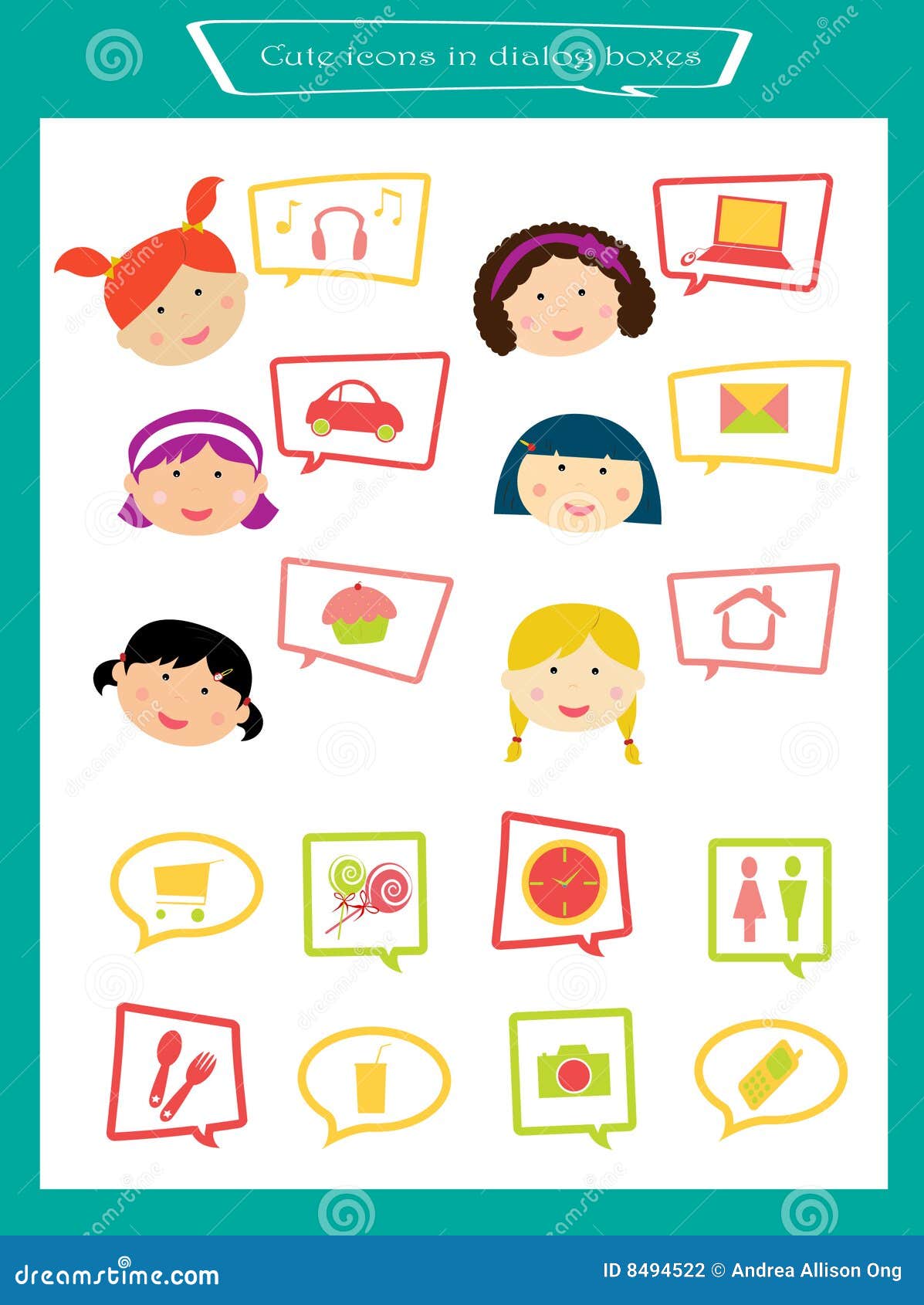 Leuke pictogrammen vector illustratie. Illustration of onderwijs - 8494522