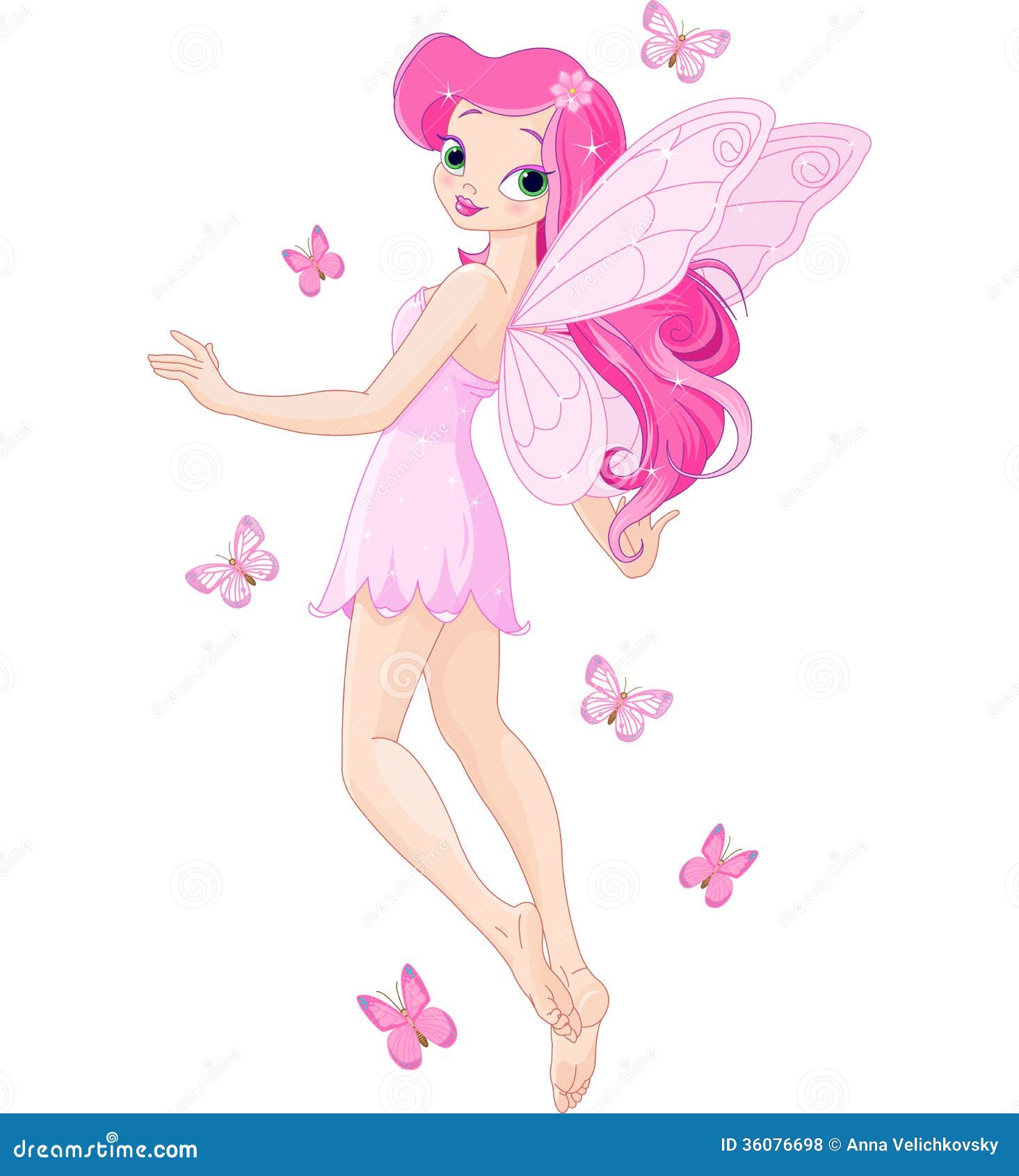 Leuke roze fee vector illustratie. Illustration of mooi - 36076698