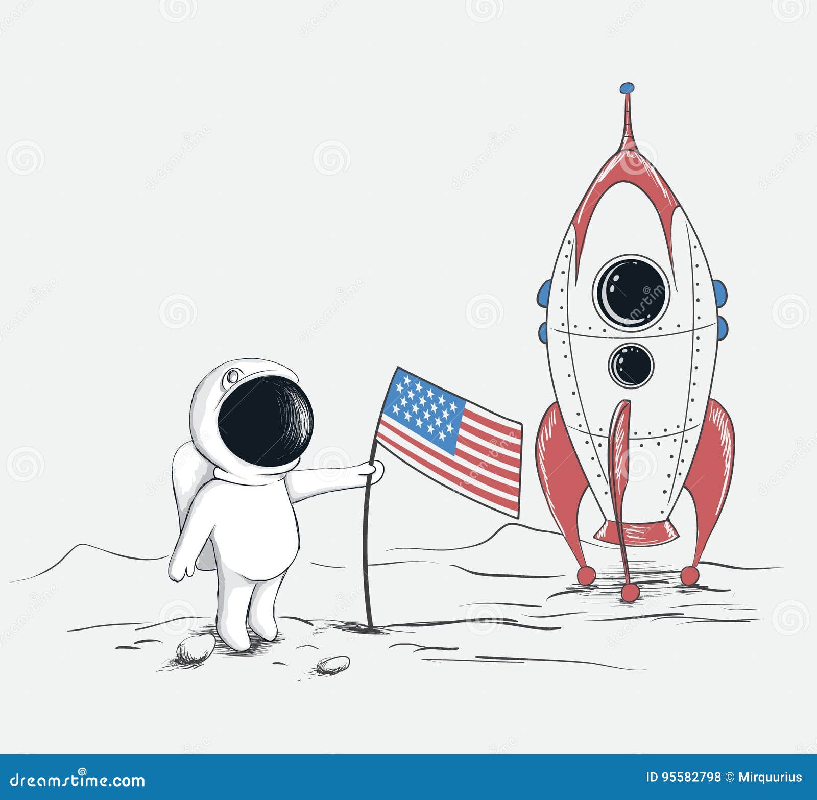 Leuke Ruimtevaarder Op Maan Vector Illustratie - Illustration of ...