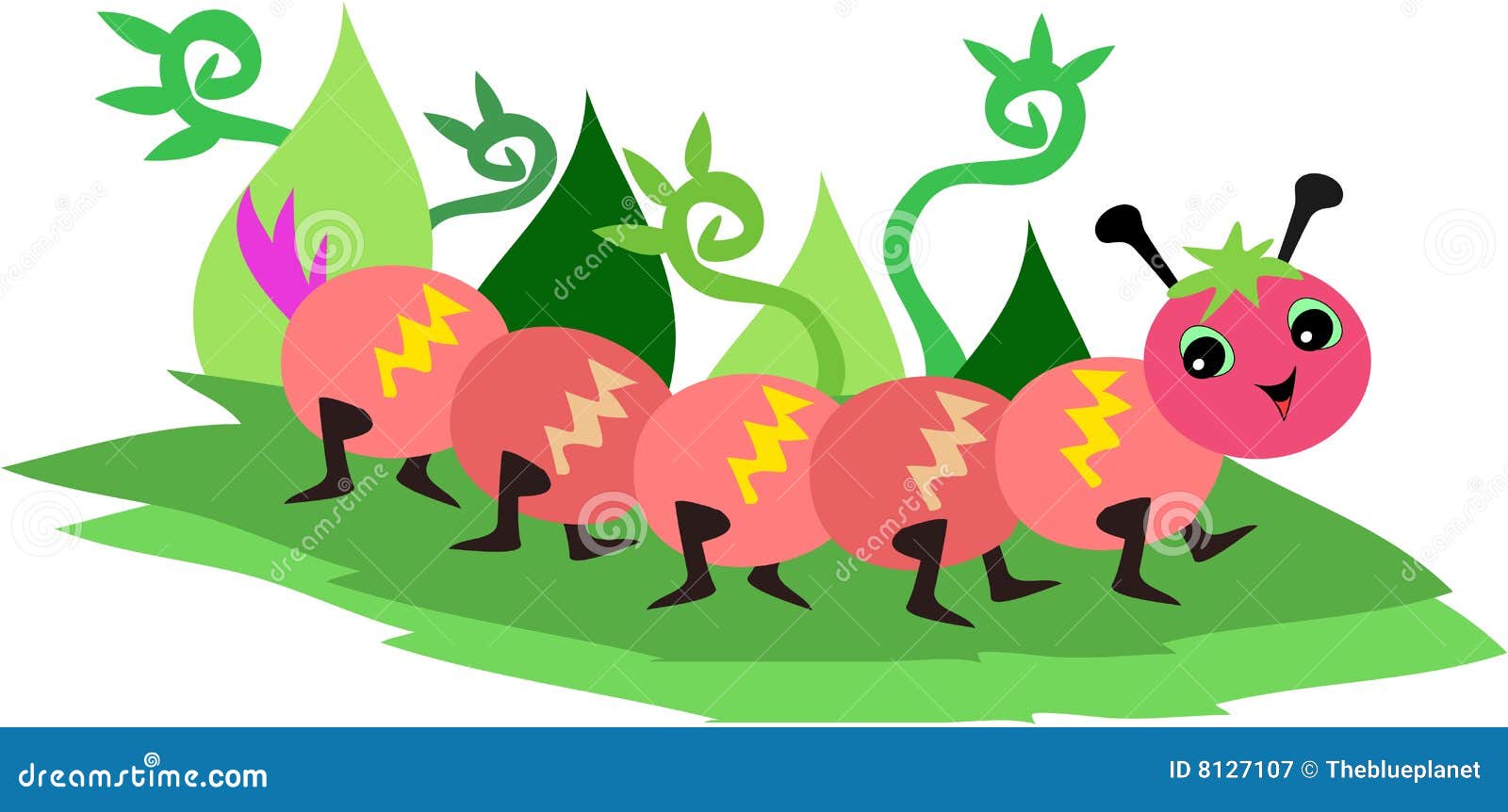 Leuke Rupsband Die in Een Tuin Loopt Vector Illustratie - Illustration ...