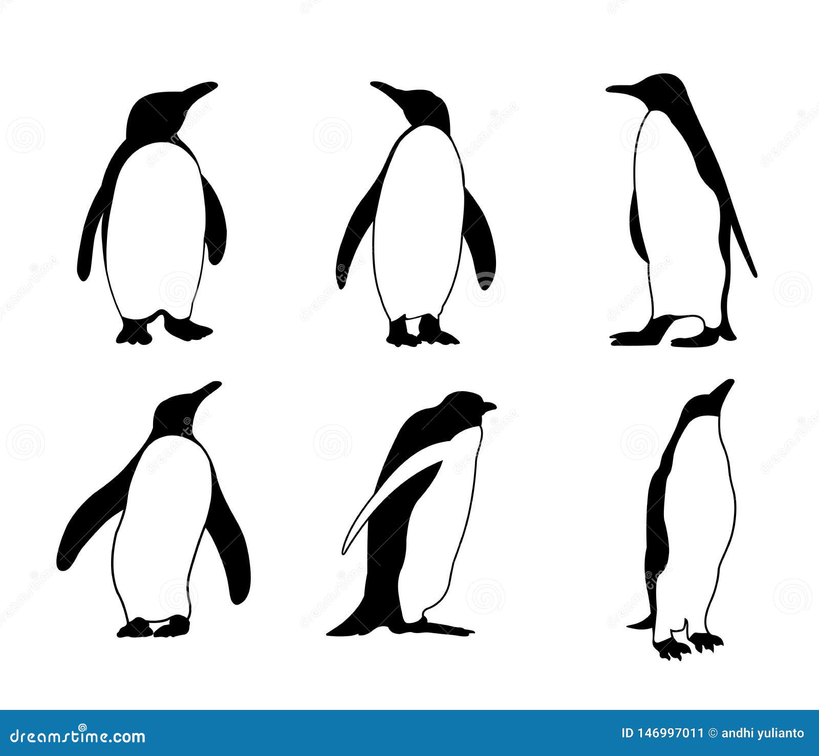 Leuke Vector Het Ontwerpillustratie Van Het Pingu?nsilhouet Stock ...
