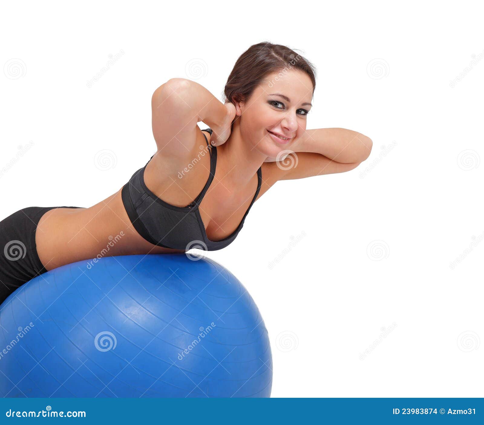 Leuke Vrouwen Die Zich Op Een Geschiktheidsbal Uitrekken Stock Foto ... Leuke Vrouwen Die Zich Op Een Geschiktheidsbal Uitrekken Stock Foto ...