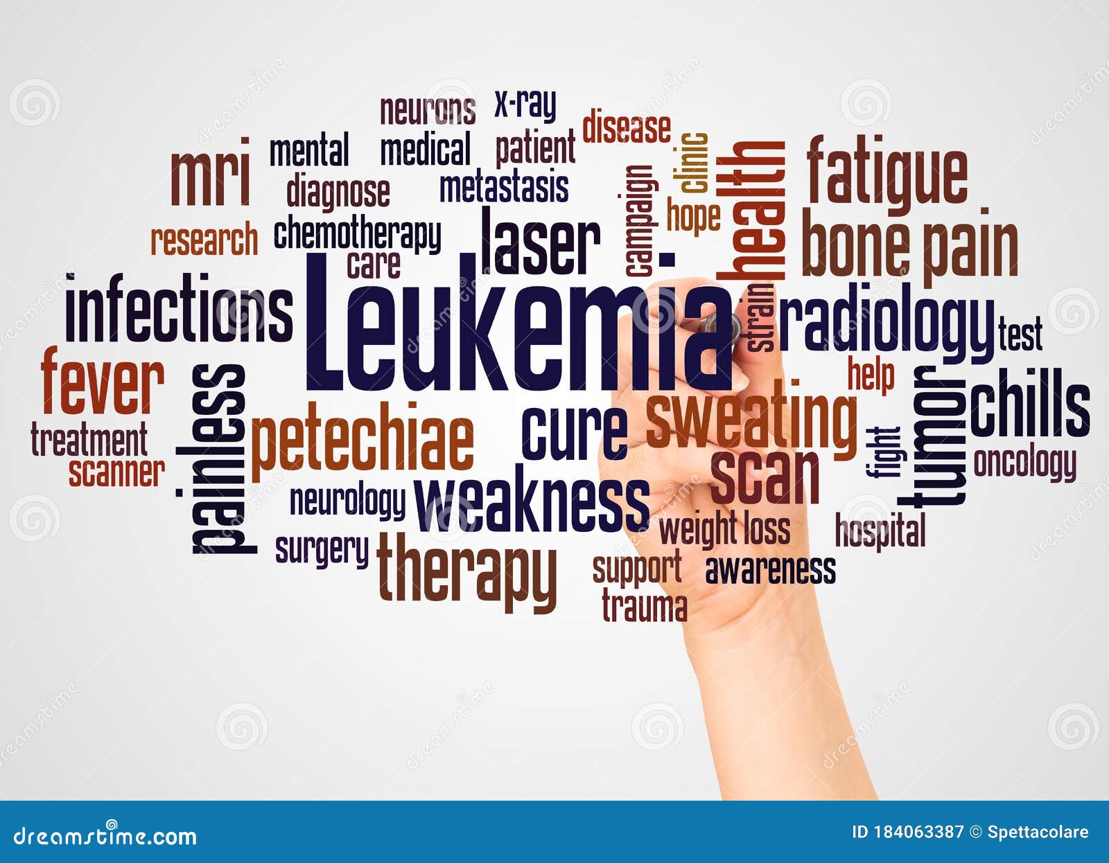 Leukemia Word Cloud and Hand with Marker Concept Stock Illustration ...