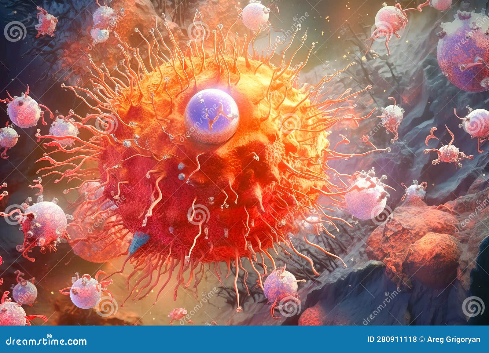 Leukocytes Attack Viruses. Ai Generatad Stock Illustration ...